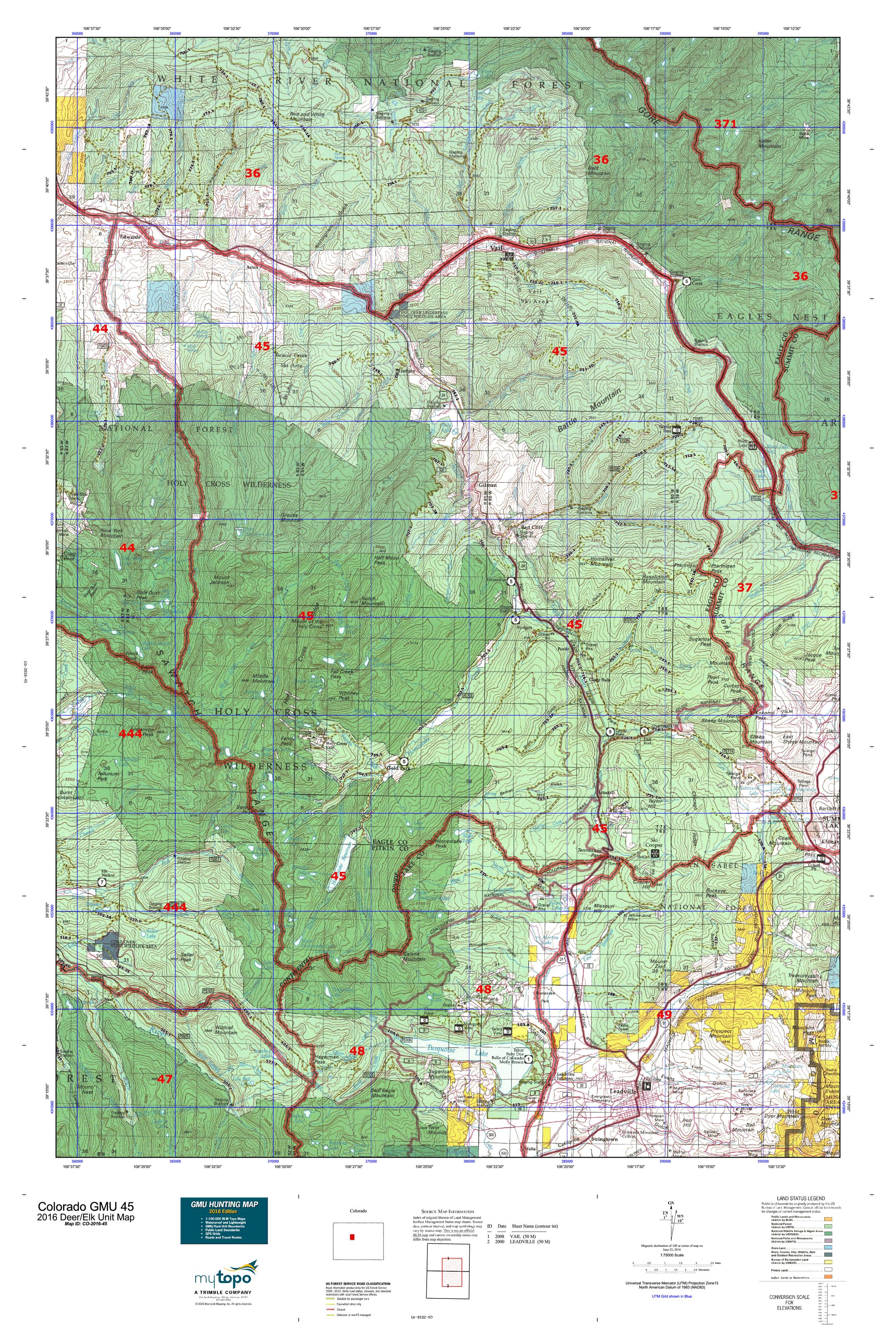 Colorado GMU 45 Map | MyTopo