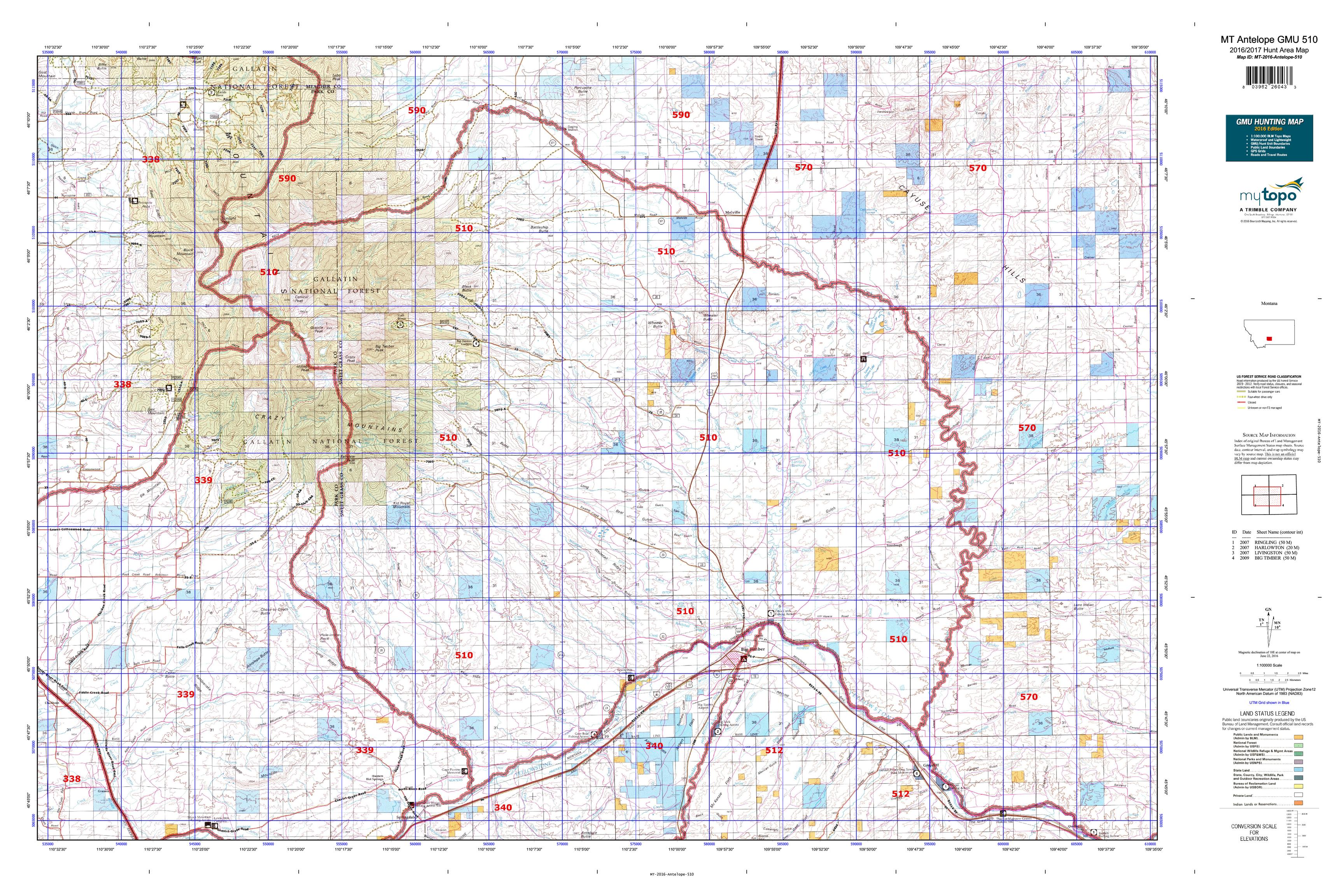 MT Antelope GMU 510 Map | MyTopo