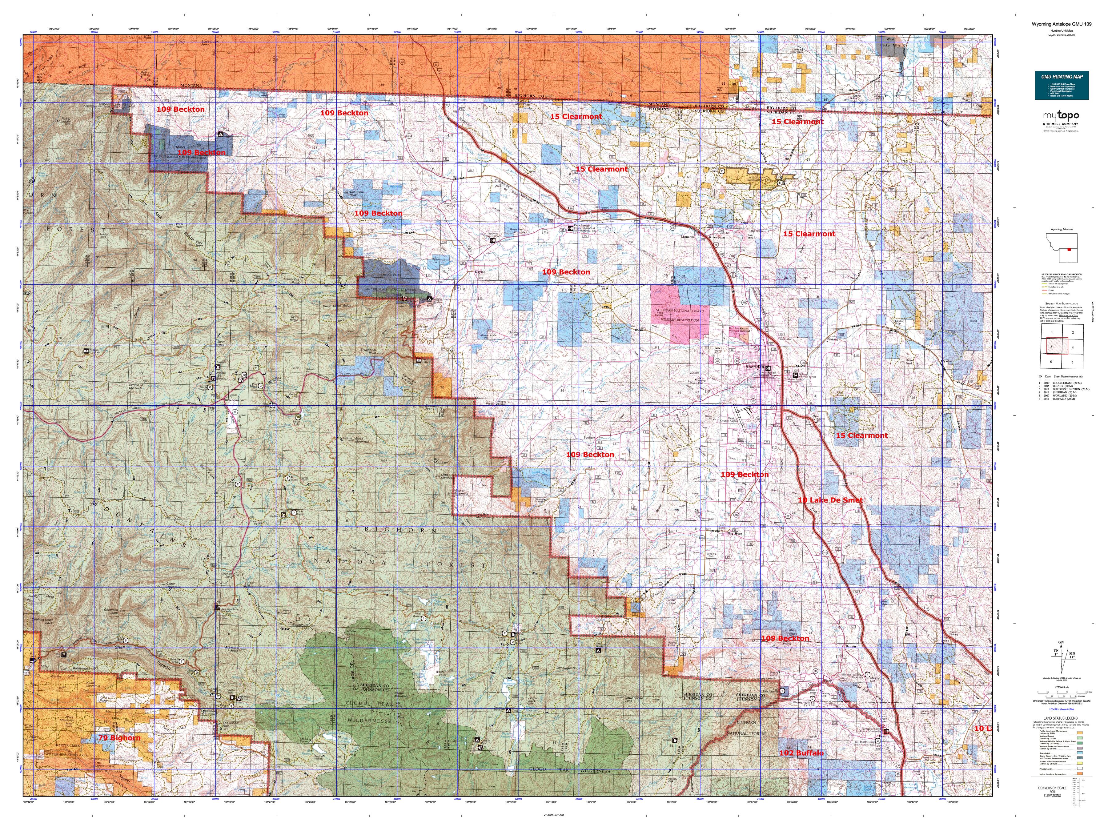 Wyoming Antelope GMU 109 Map | MyTopo