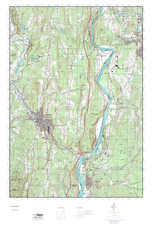 MyTopo Springfield, Vermont USGS Quad Topo Map