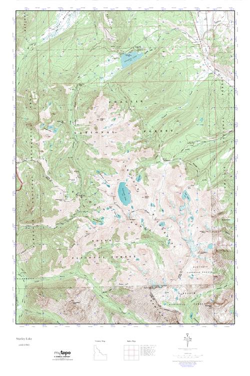 MyTopo Stanley Lake, Idaho USGS Quad Topo Map
