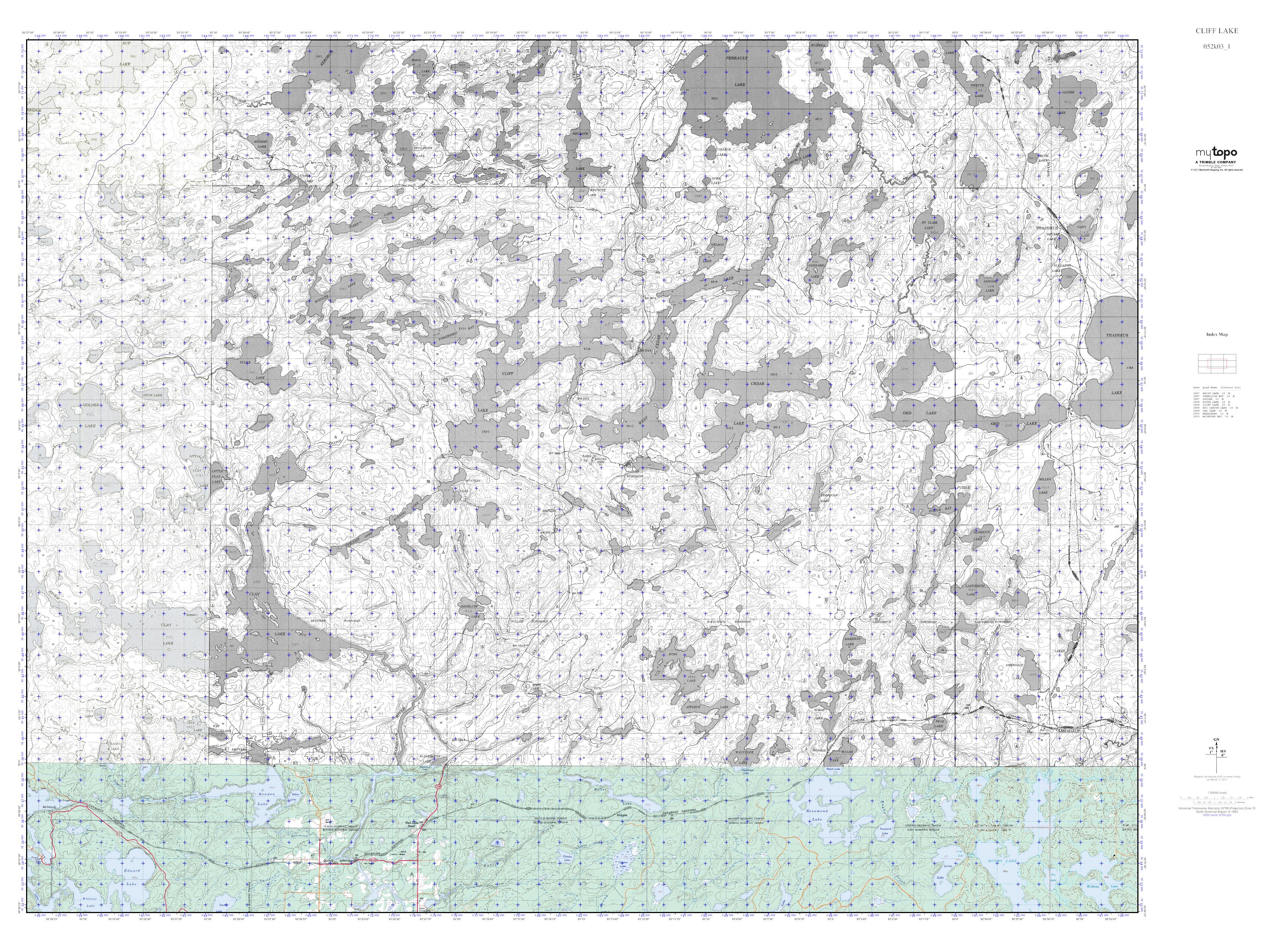 MyTopo CLIFF LAKE, Ontario USGS Quad Topo Map