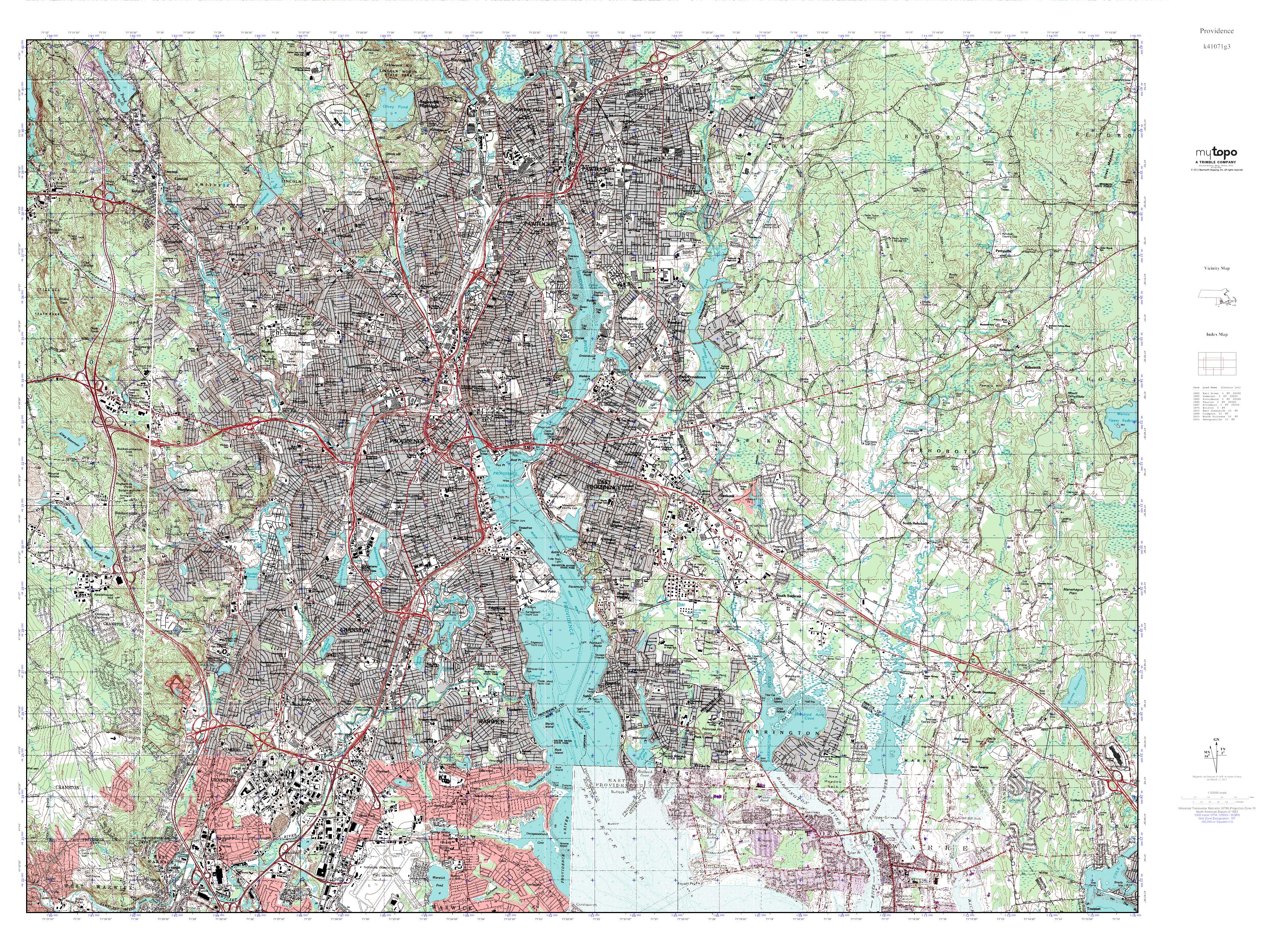 MyTopo Providence, Rhode Island USGS Quad Topo Map
