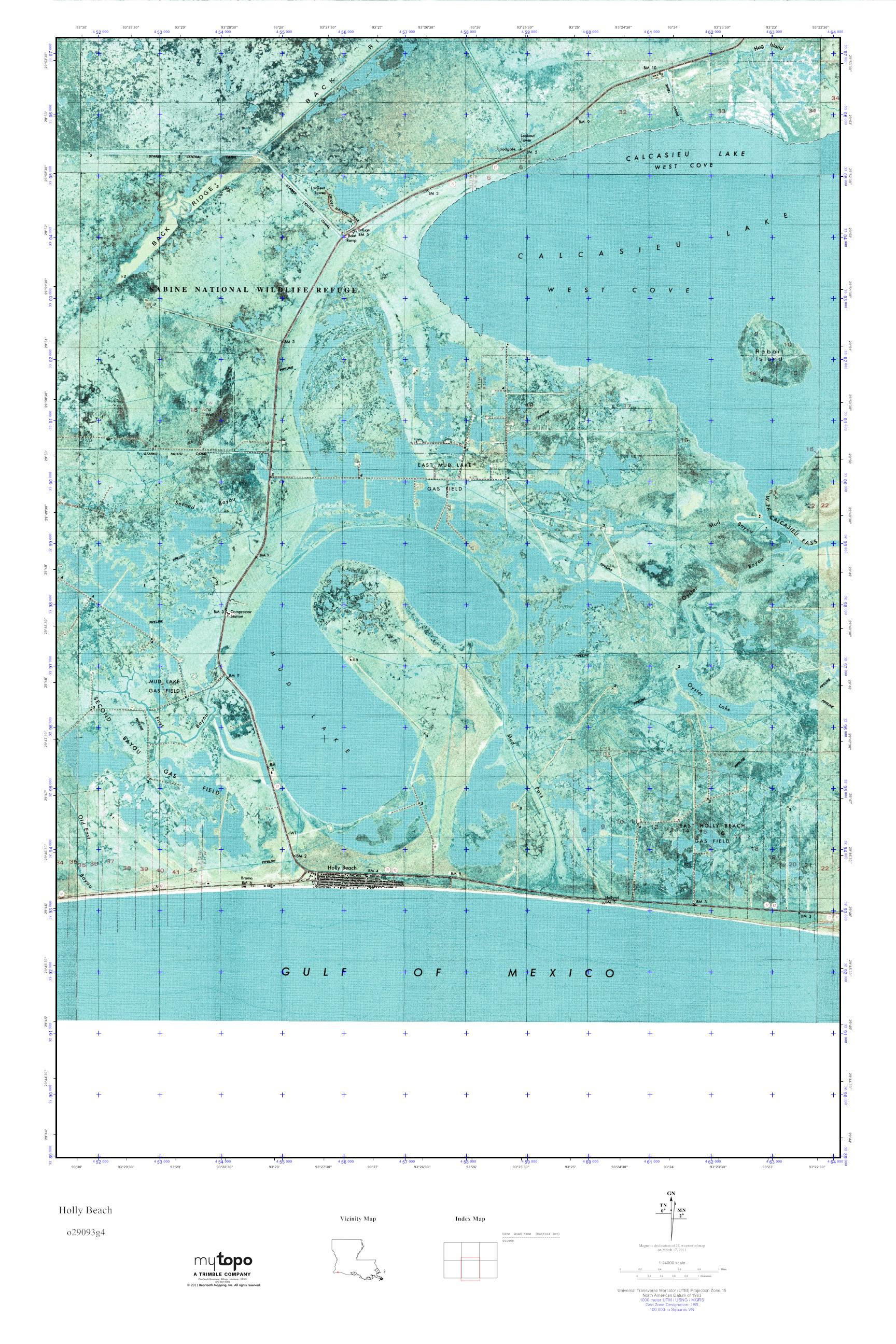 MyTopo Holly Beach, Louisiana USGS Quad Topo Map