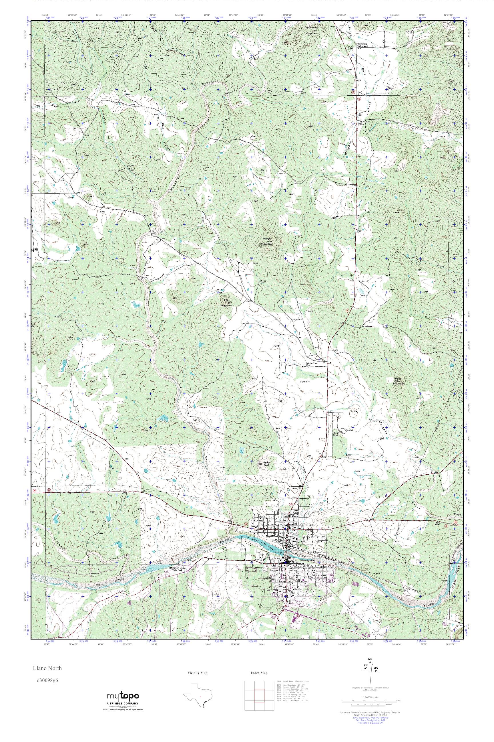 MyTopo Llano North, Texas USGS Quad Topo Map