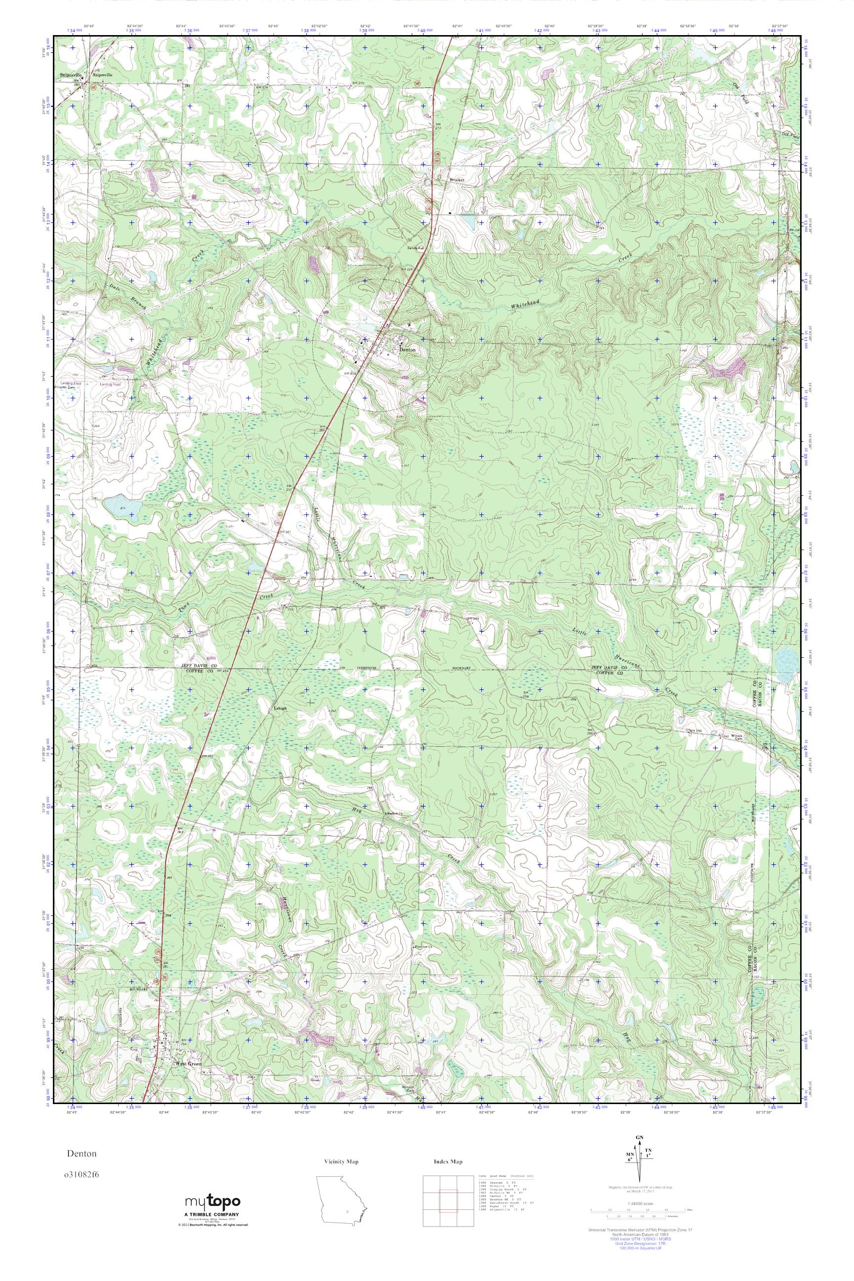MyTopo Denton, Georgia USGS Quad Topo Map