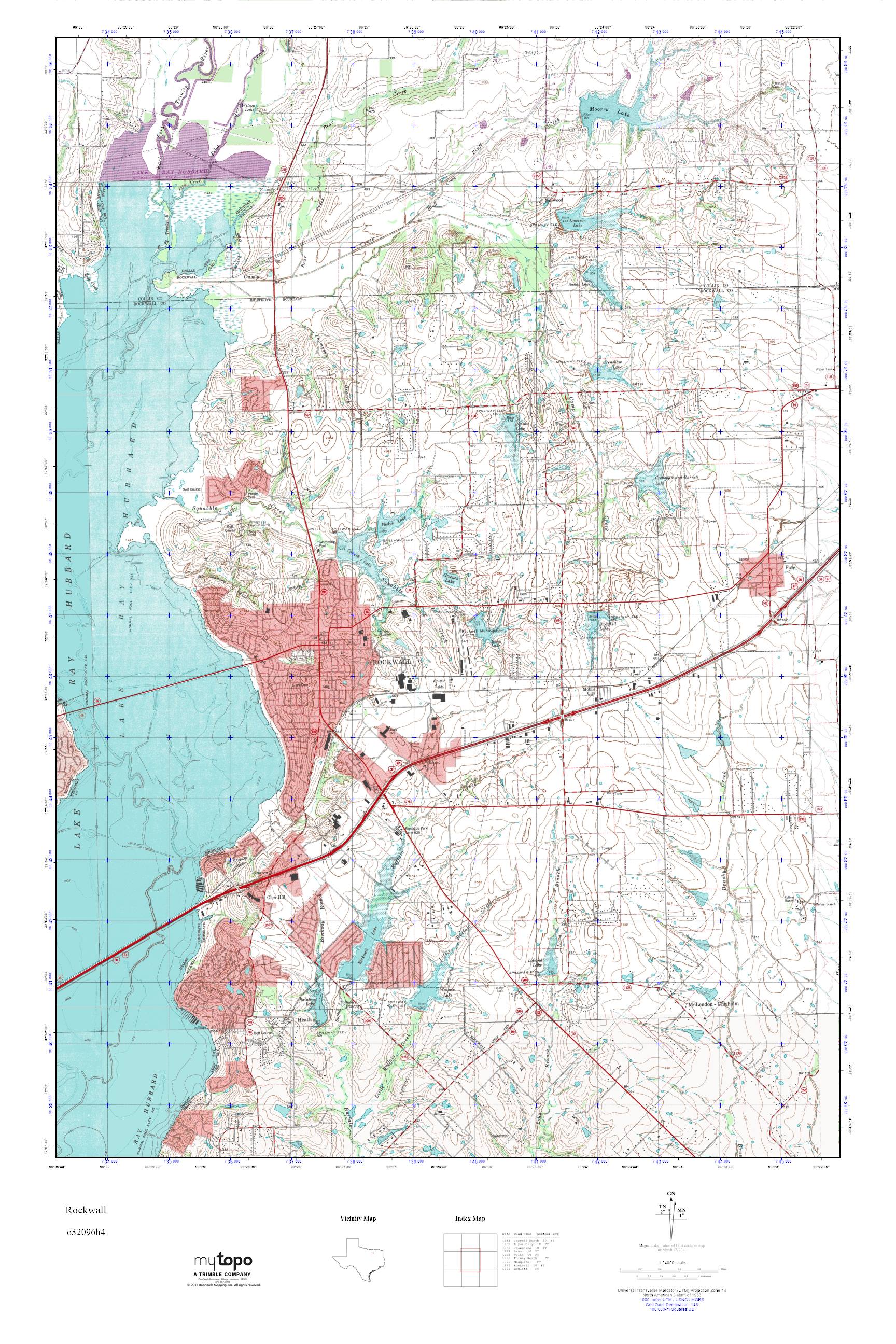 MyTopo Rockwall, Texas USGS Quad Topo Map