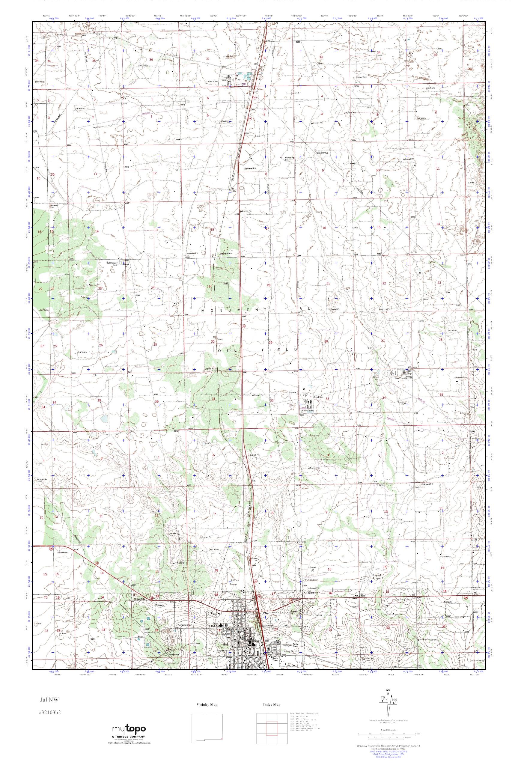 MyTopo Jal NW, New Mexico USGS Quad Topo Map