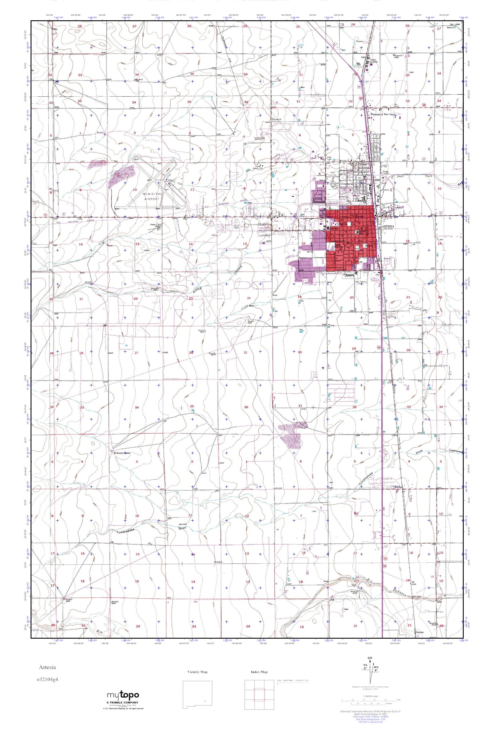 MyTopo Artesia, New Mexico USGS Quad Topo Map