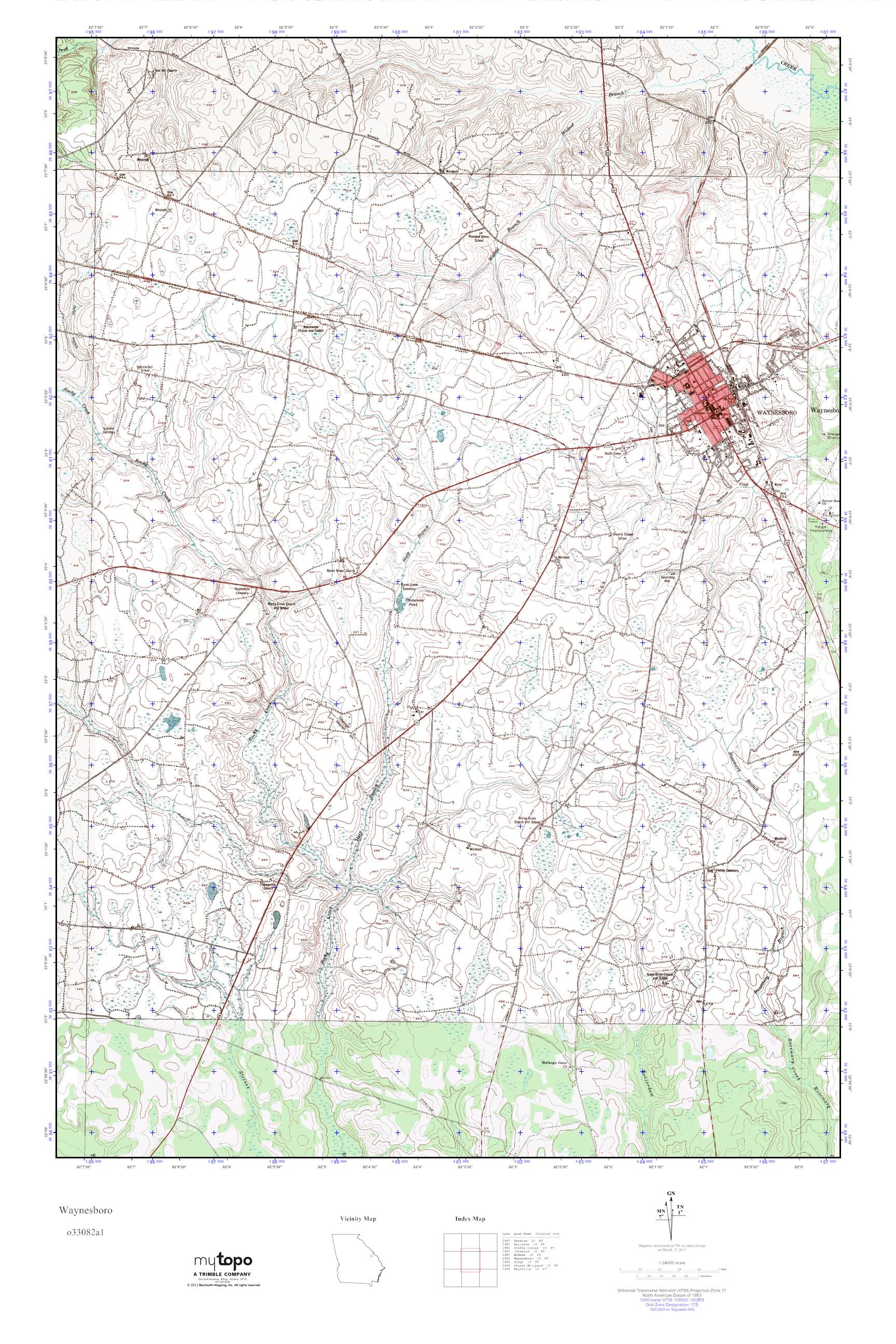 MyTopo Waynesboro, Georgia USGS Quad Topo Map