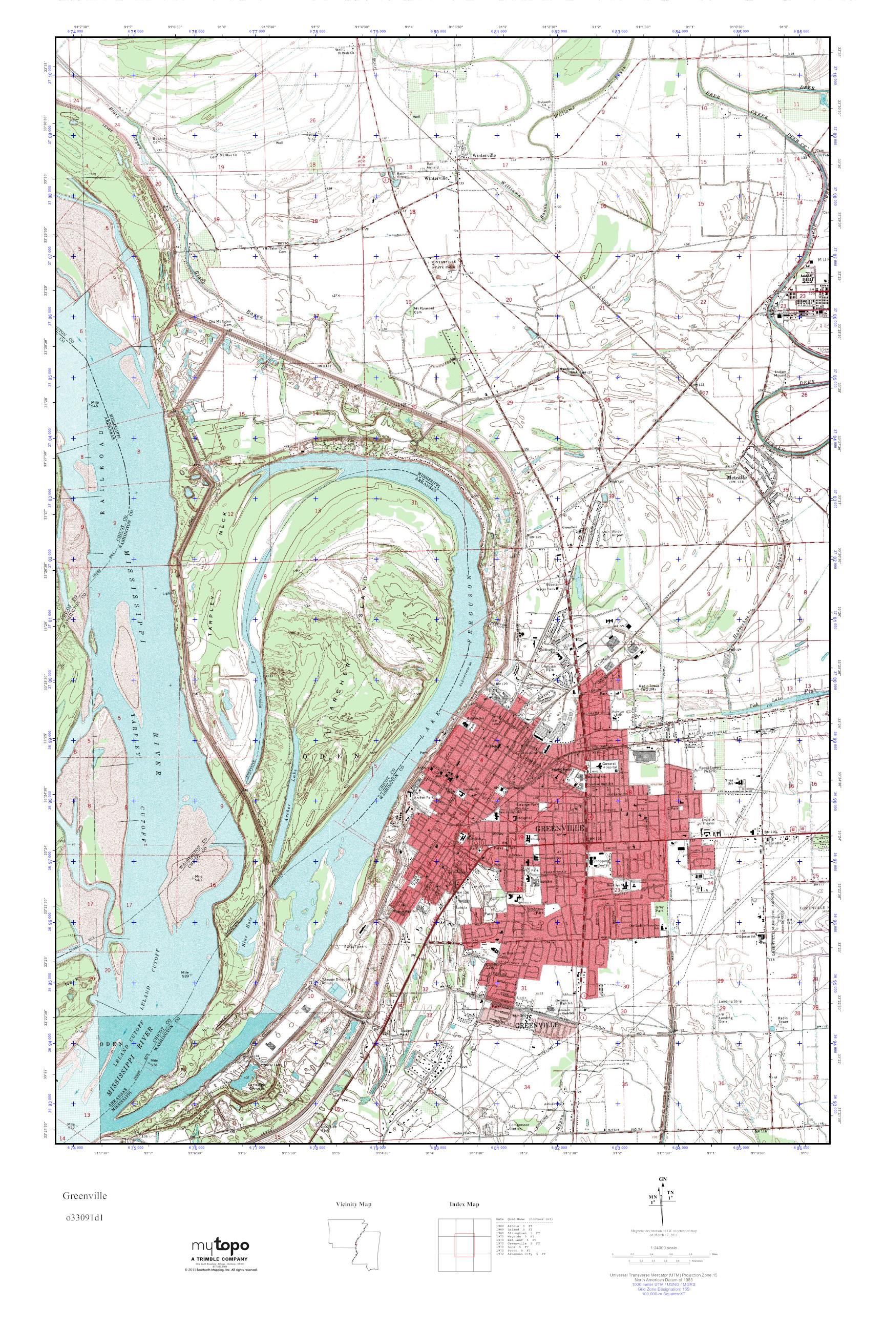 MyTopo Greenville, Mississippi USGS Quad Topo Map