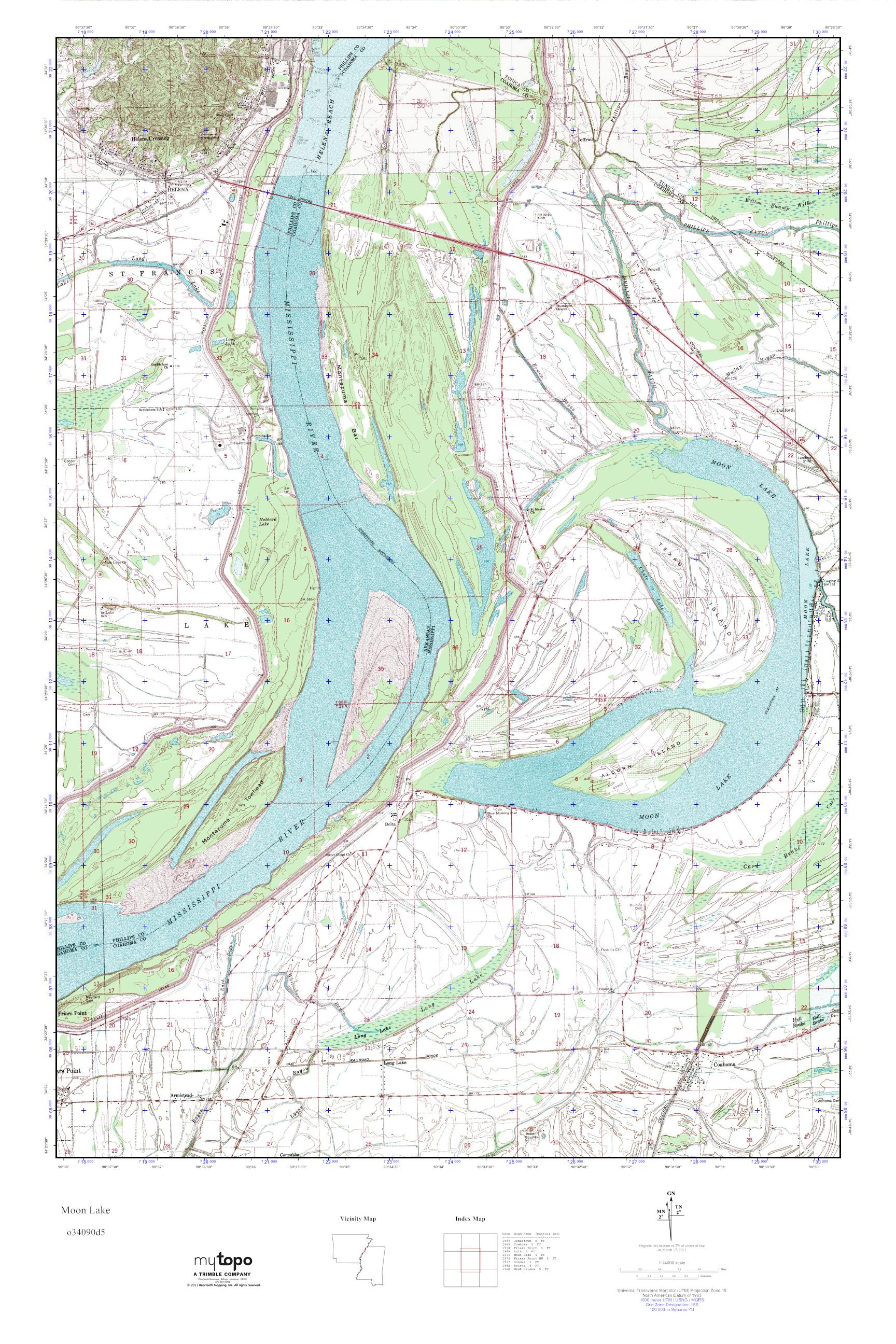 MyTopo Moon Lake, Mississippi USGS Quad Topo Map