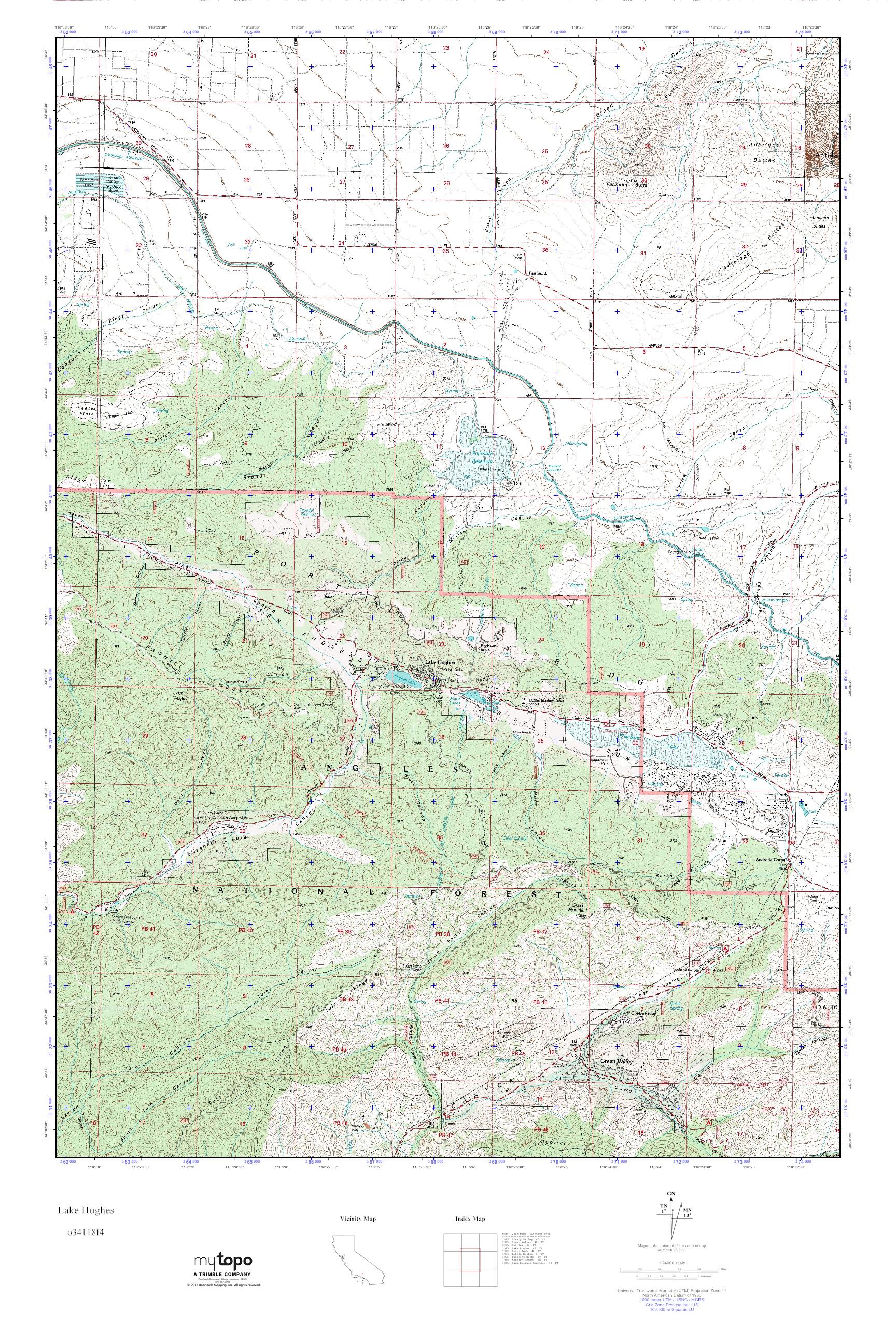 MyTopo Lake Hughes, California USGS Quad Topo Map