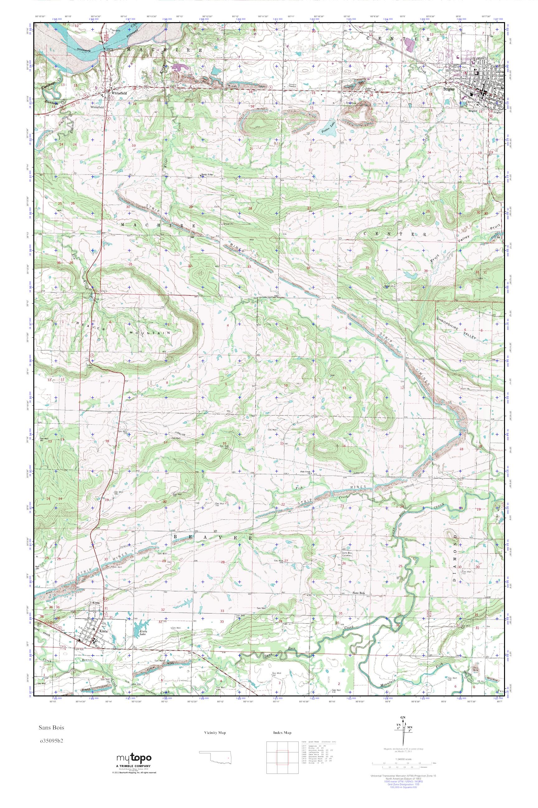MyTopo Sans Bois, Oklahoma USGS Quad Topo Map