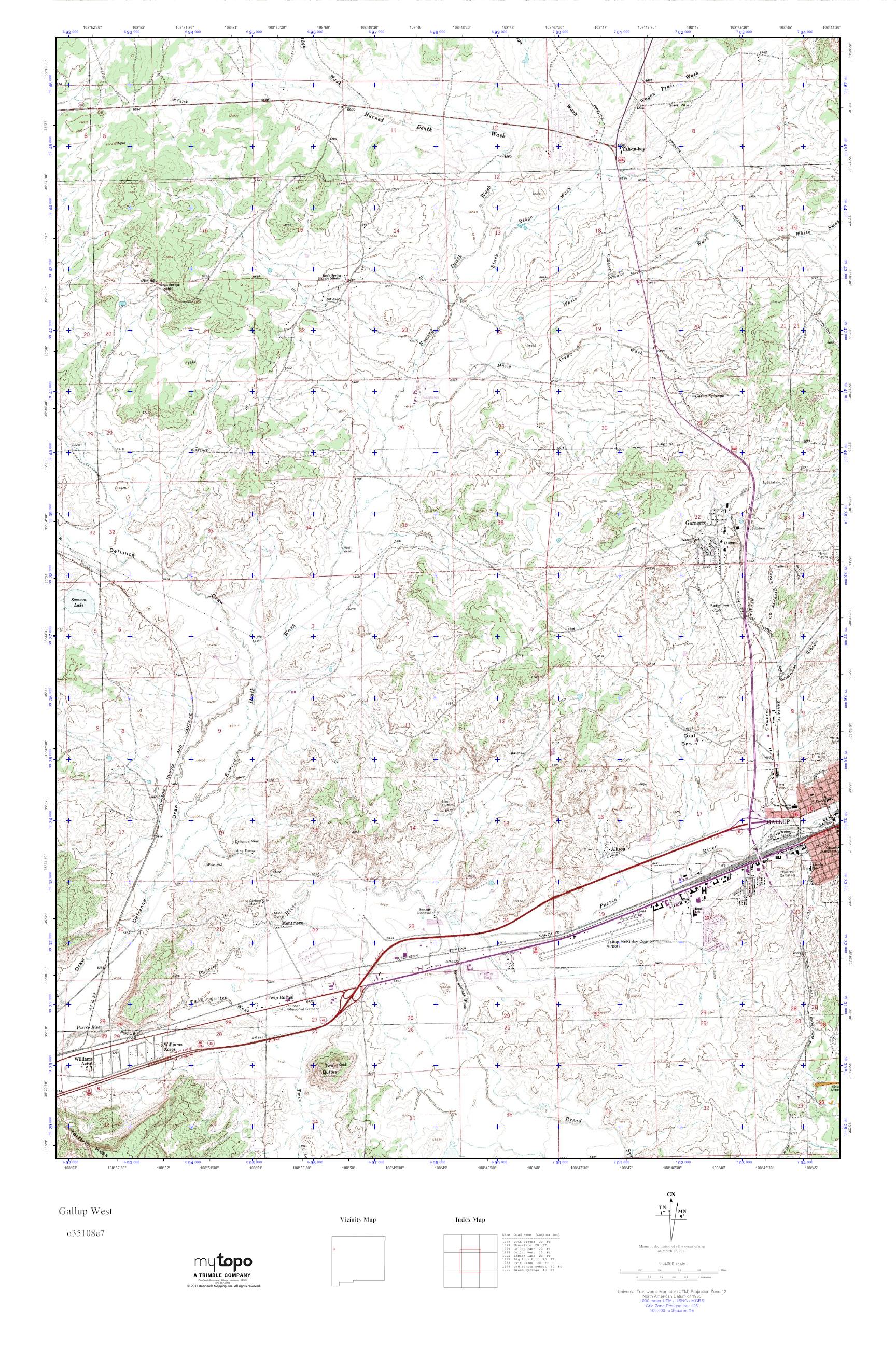 MyTopo Gallup West, New Mexico USGS Quad Topo Map