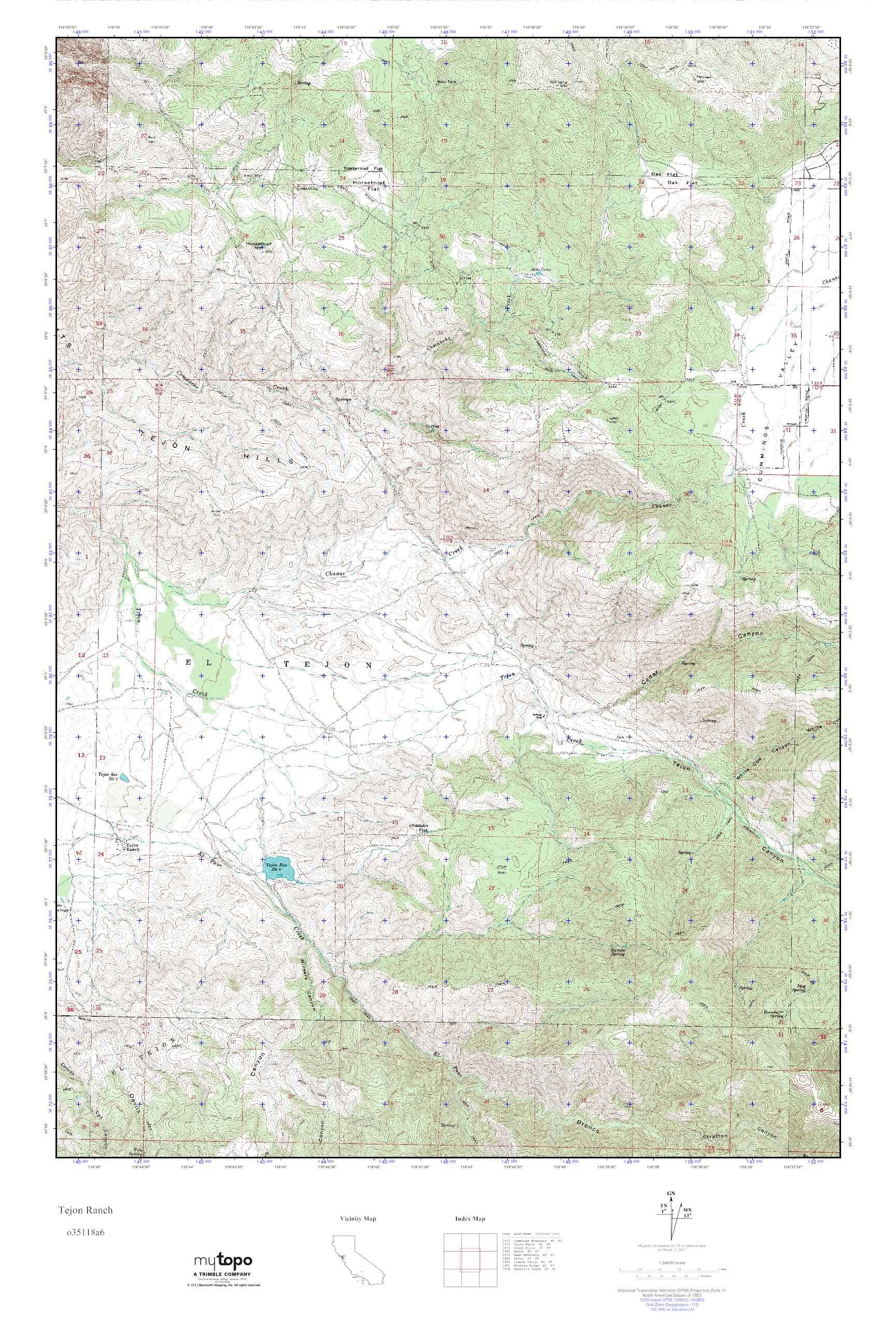 MyTopo Tejon Ranch, California USGS Quad Topo Map