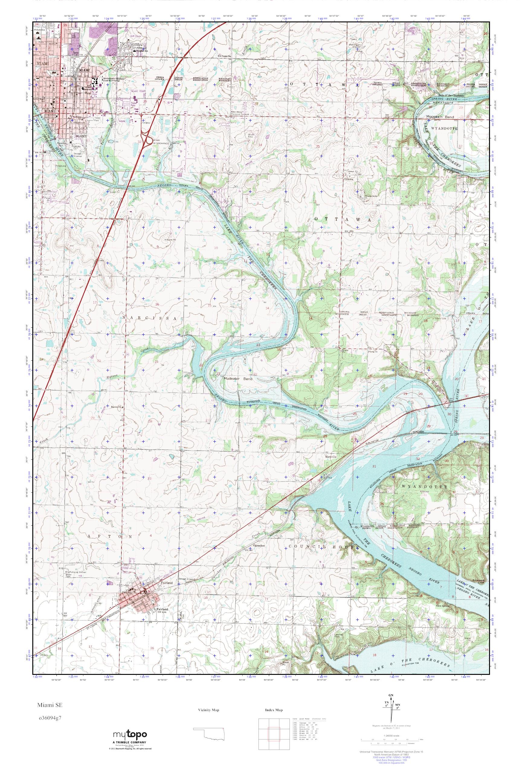 MyTopo Miami SE, Oklahoma USGS Quad Topo Map
