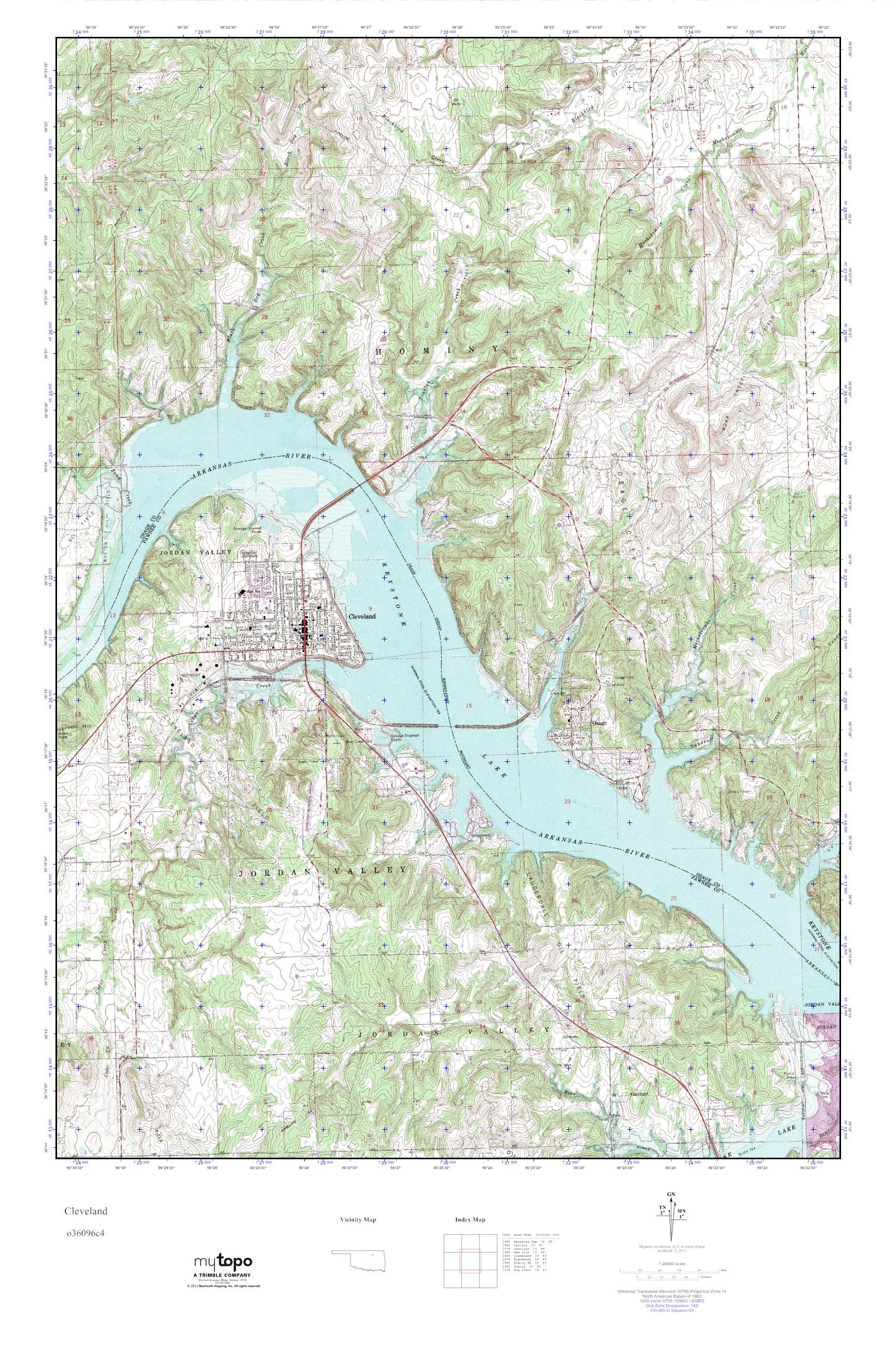 MyTopo Cleveland, Oklahoma USGS Quad Topo Map