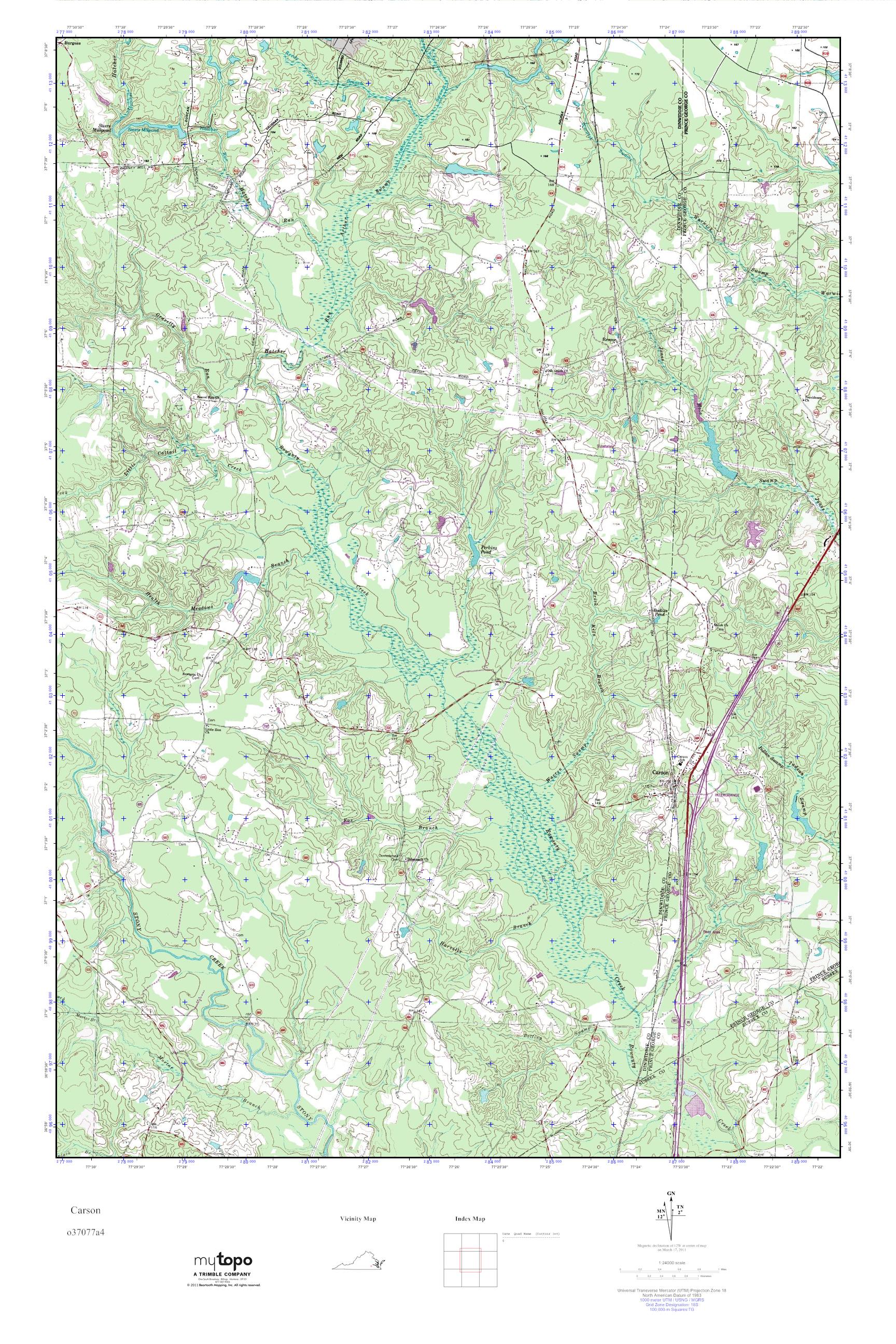 MyTopo Carson, Virginia USGS Quad Topo Map
