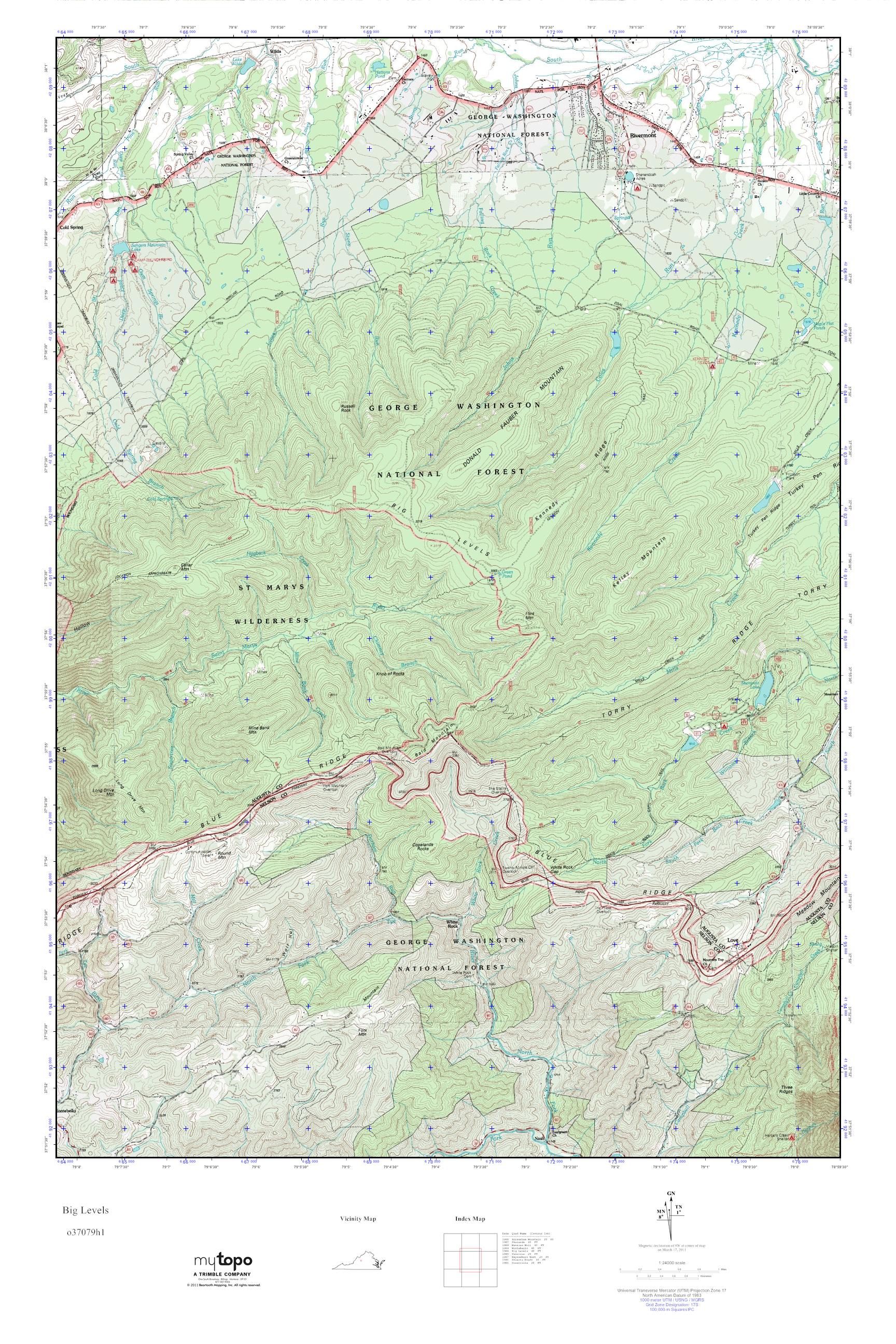 MyTopo Big Levels, Virginia USGS Quad Topo Map