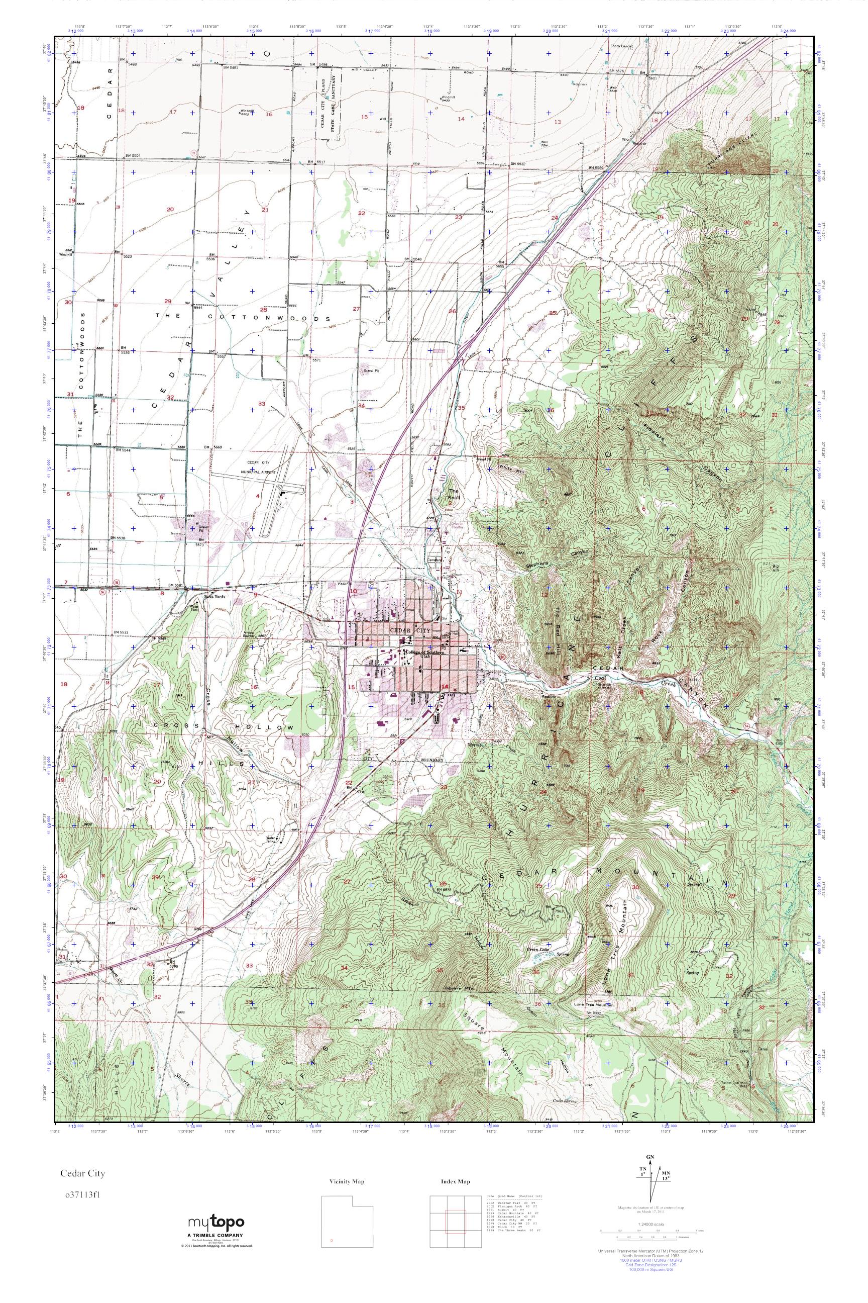MyTopo Cedar City, Utah USGS Quad Topo Map