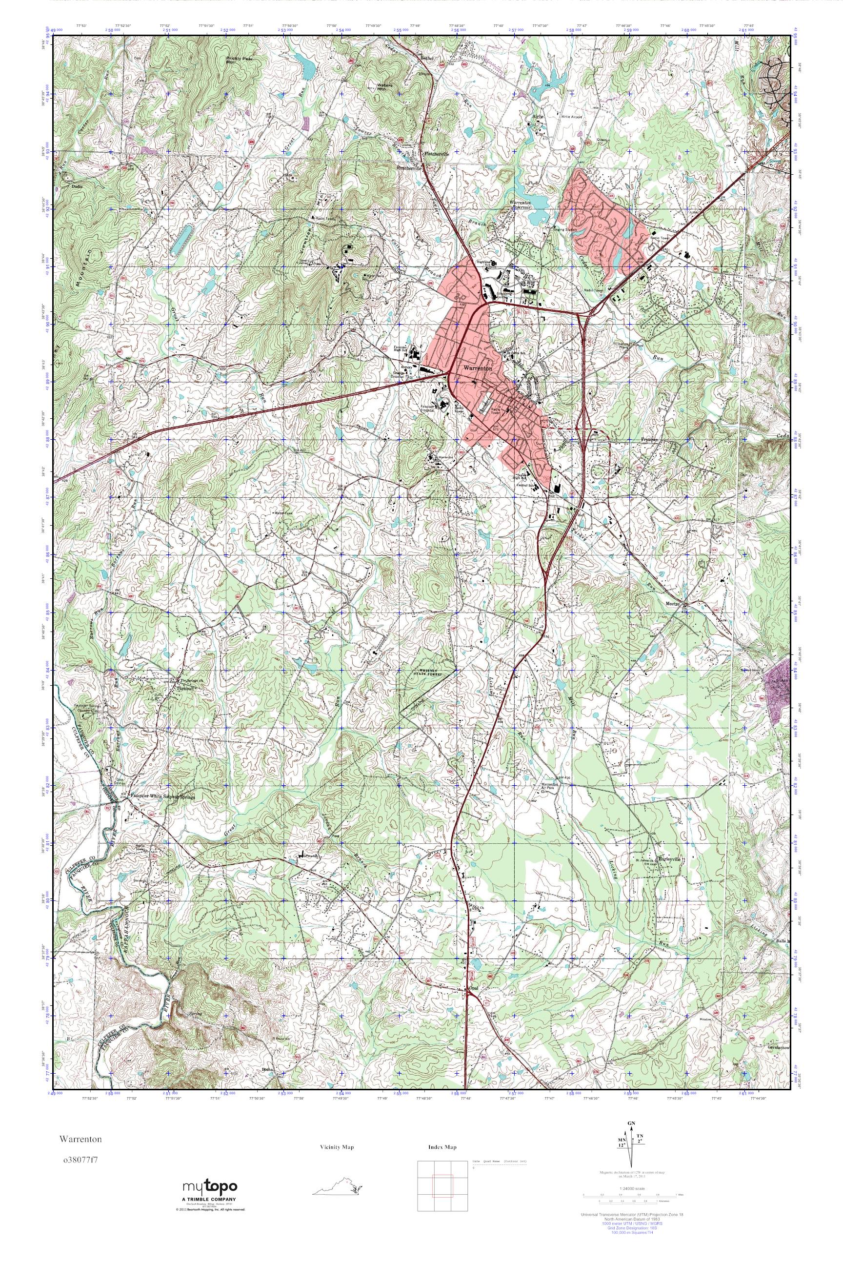 MyTopo Warrenton, Virginia USGS Quad Topo Map