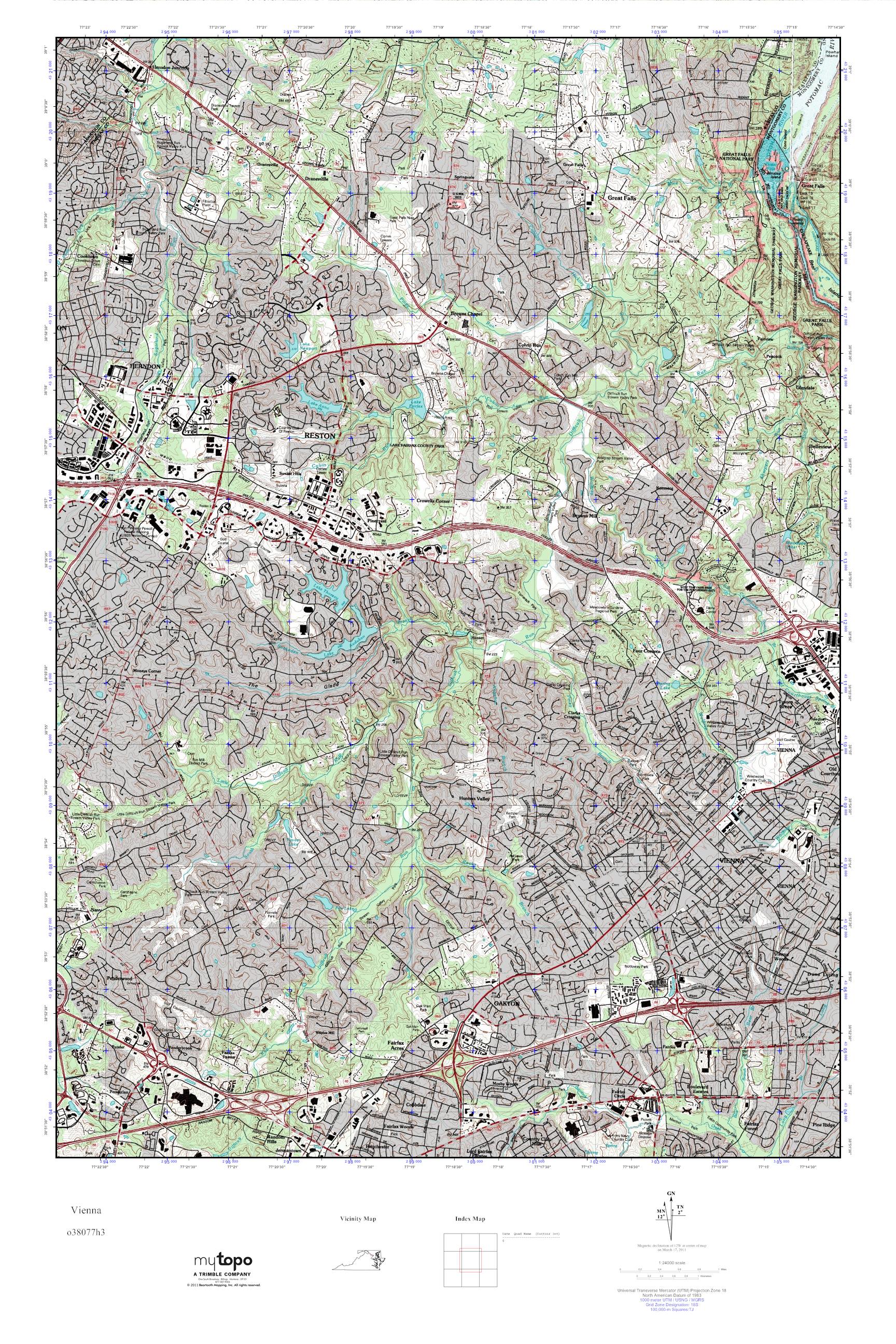 MyTopo Vienna, Virginia USGS Quad Topo Map