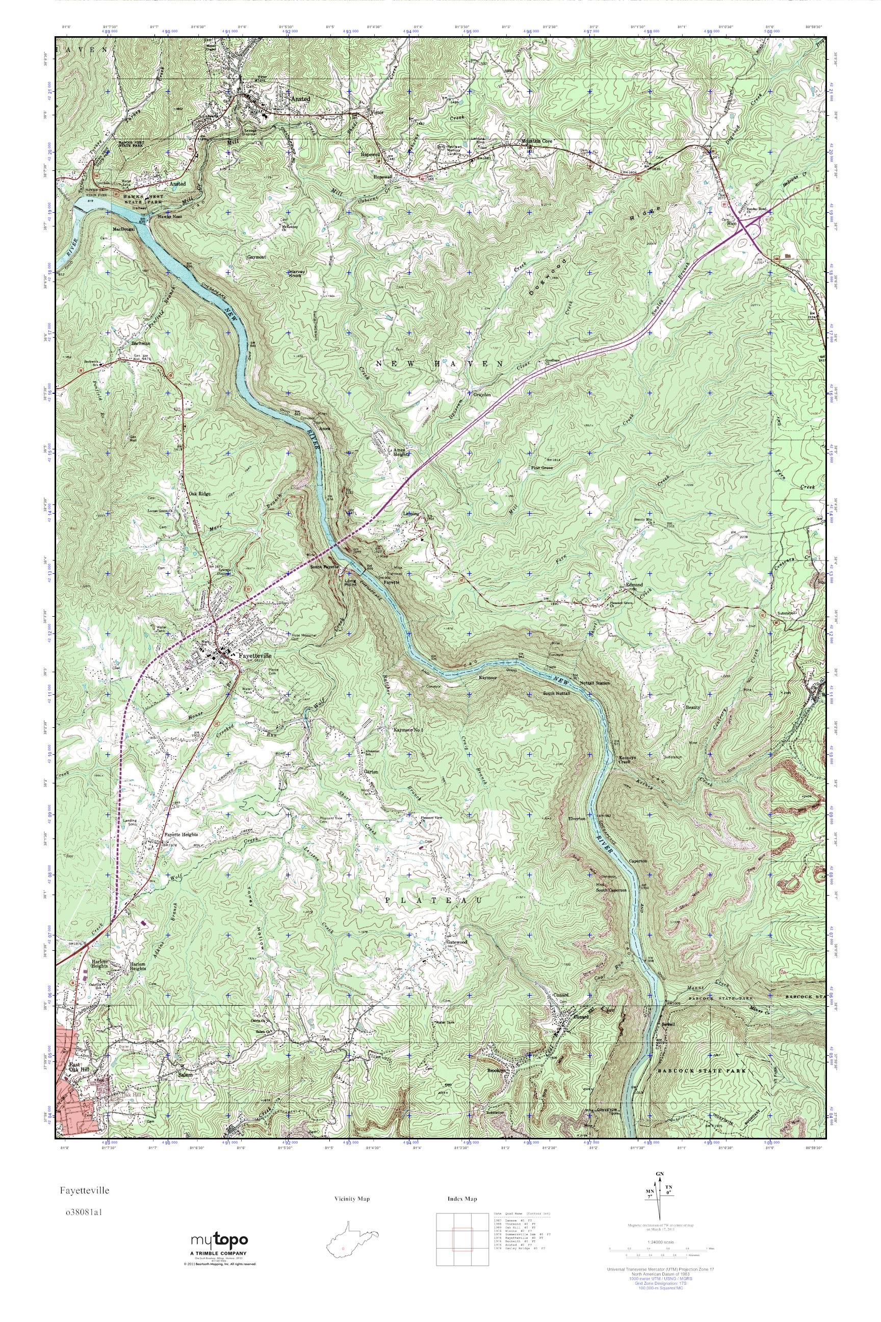 MyTopo Fayetteville, West Virginia USGS Quad Topo Map