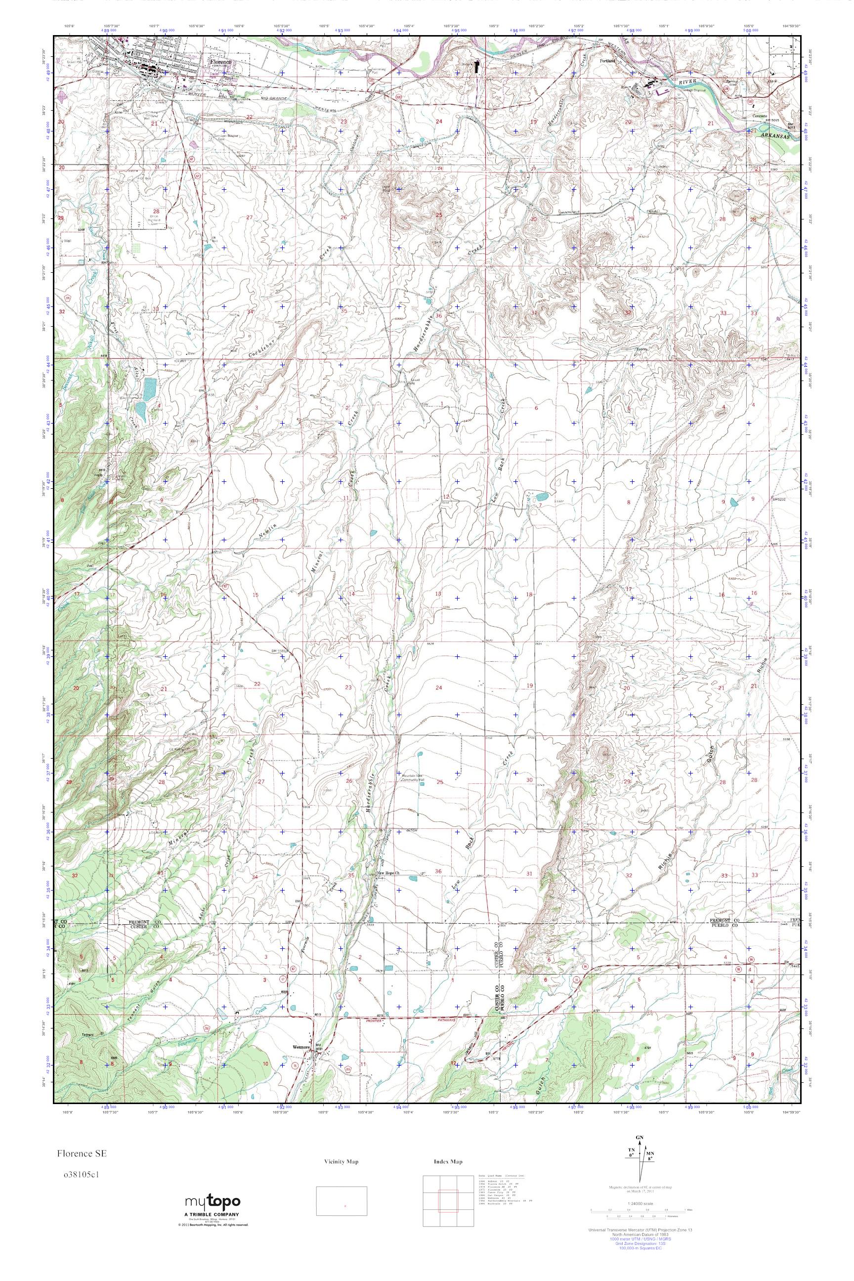 MyTopo Florence SE, Colorado USGS Quad Topo Map