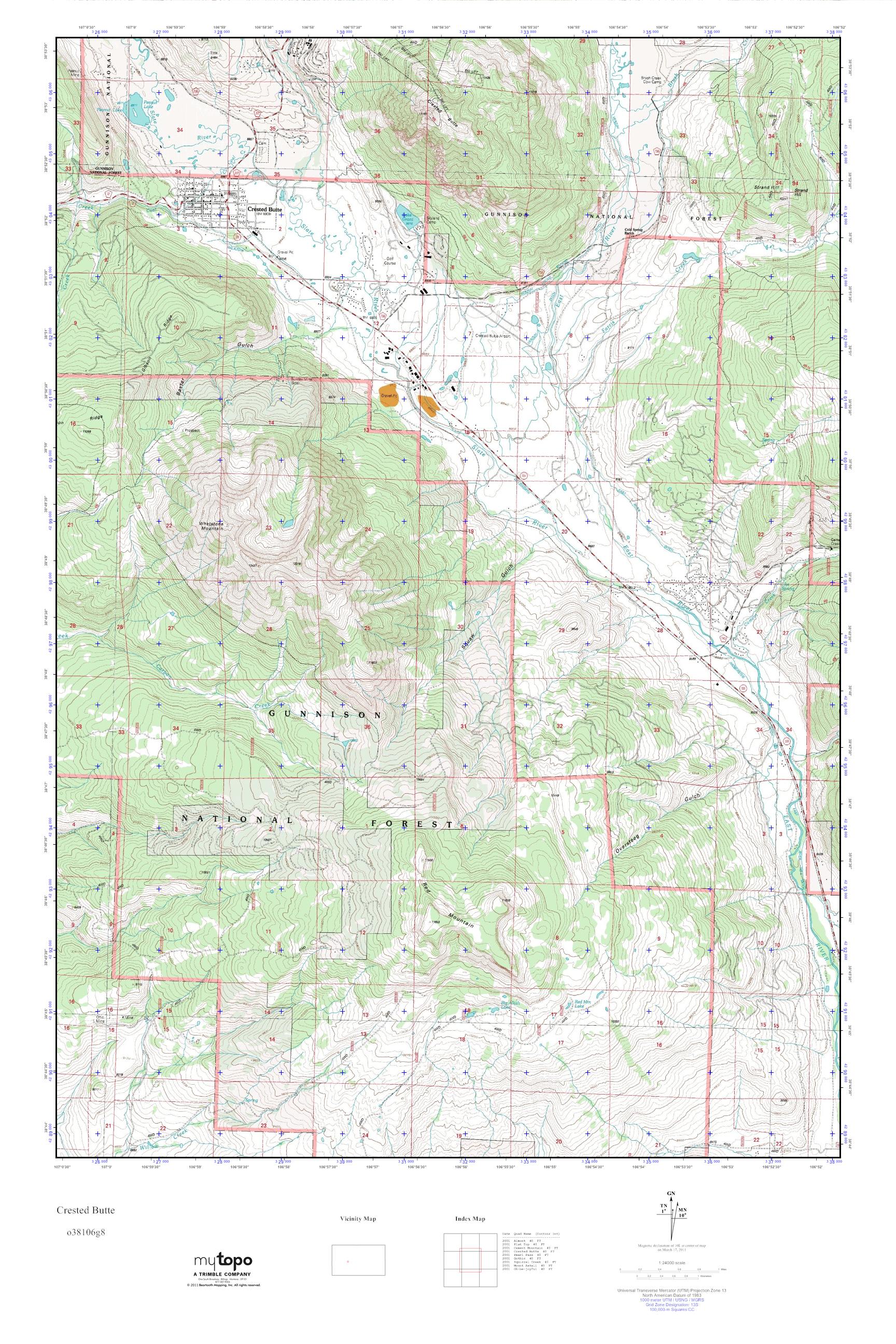 MyTopo Crested Butte, Colorado USGS Quad Topo Map
