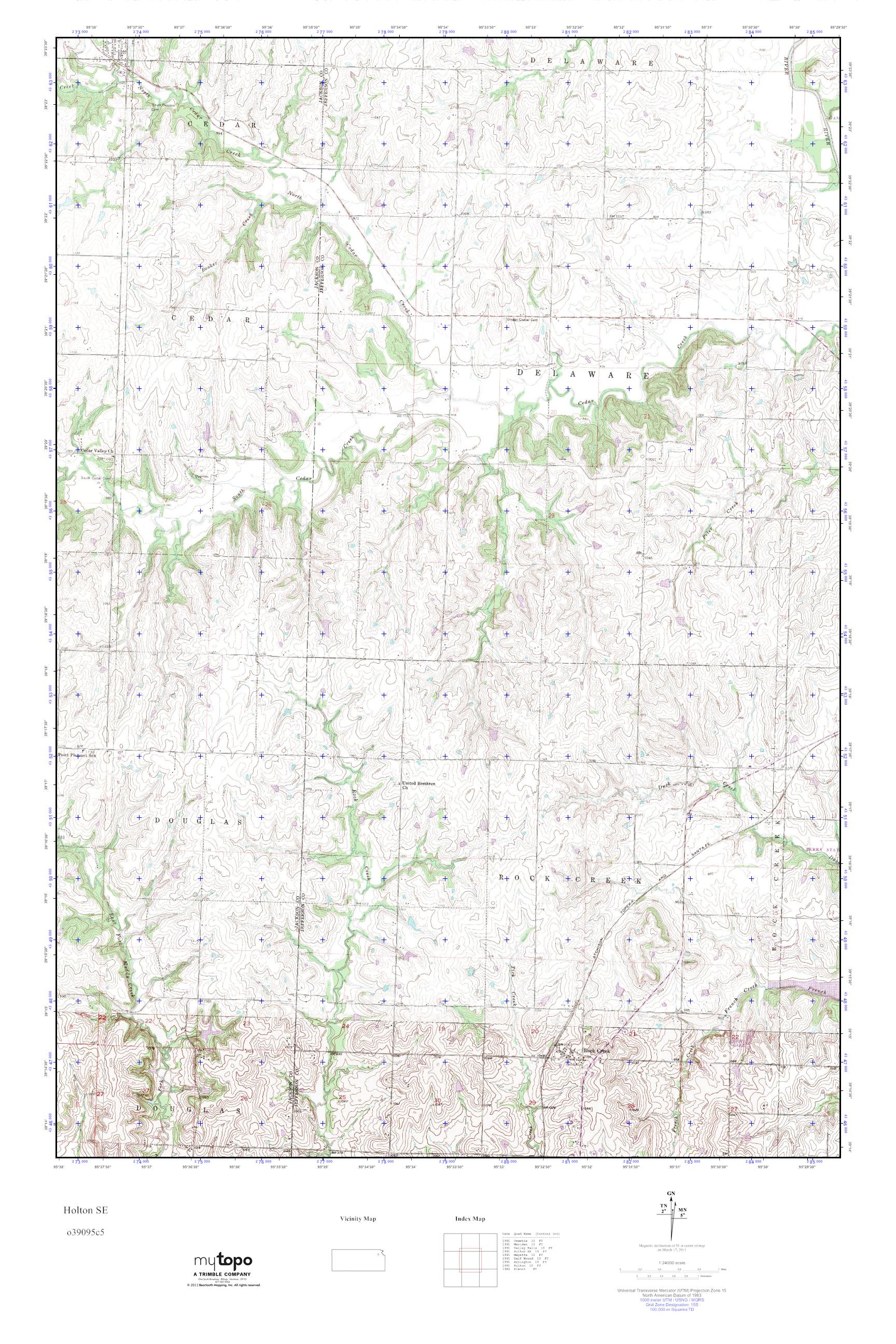 MyTopo Holton SE, Kansas USGS Quad Topo Map