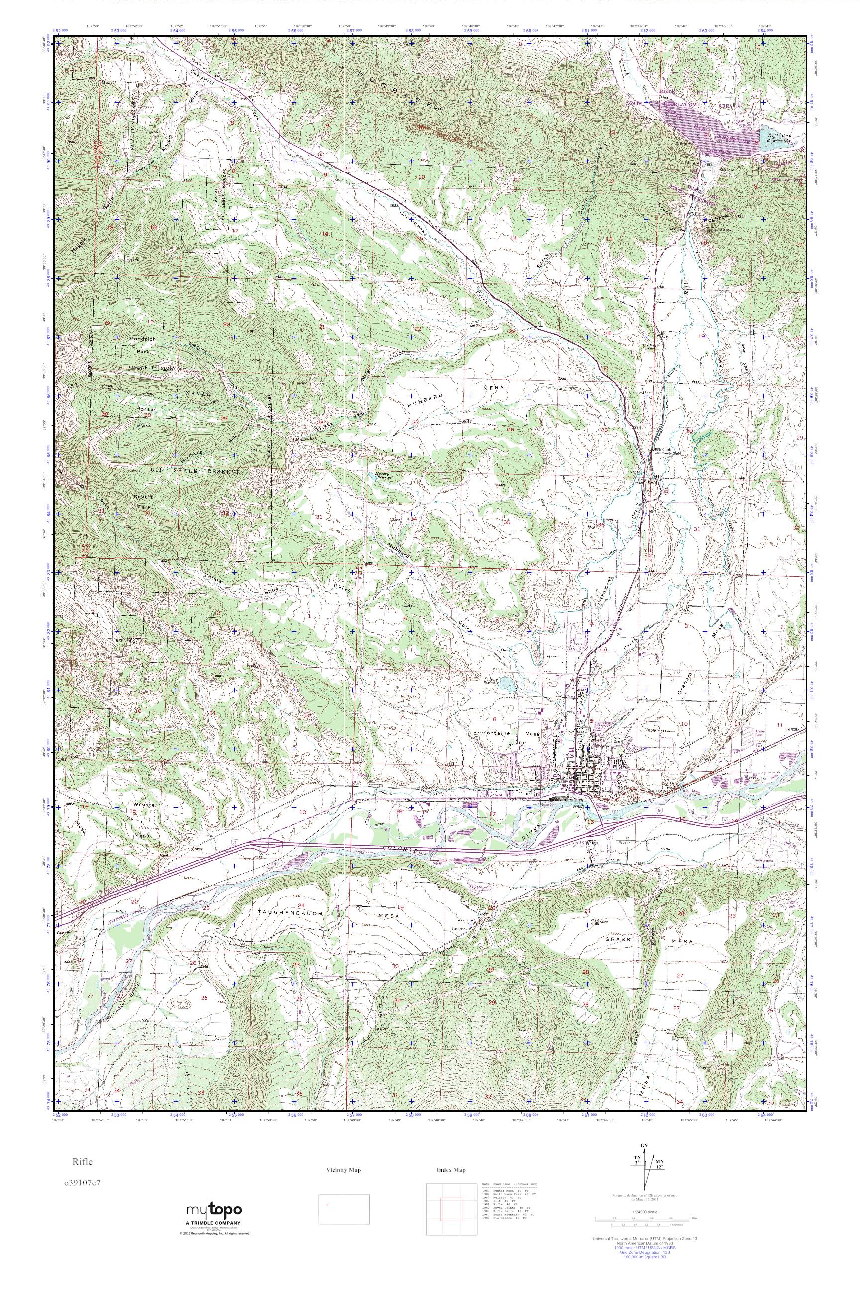 MyTopo Rifle, Colorado USGS Quad Topo Map