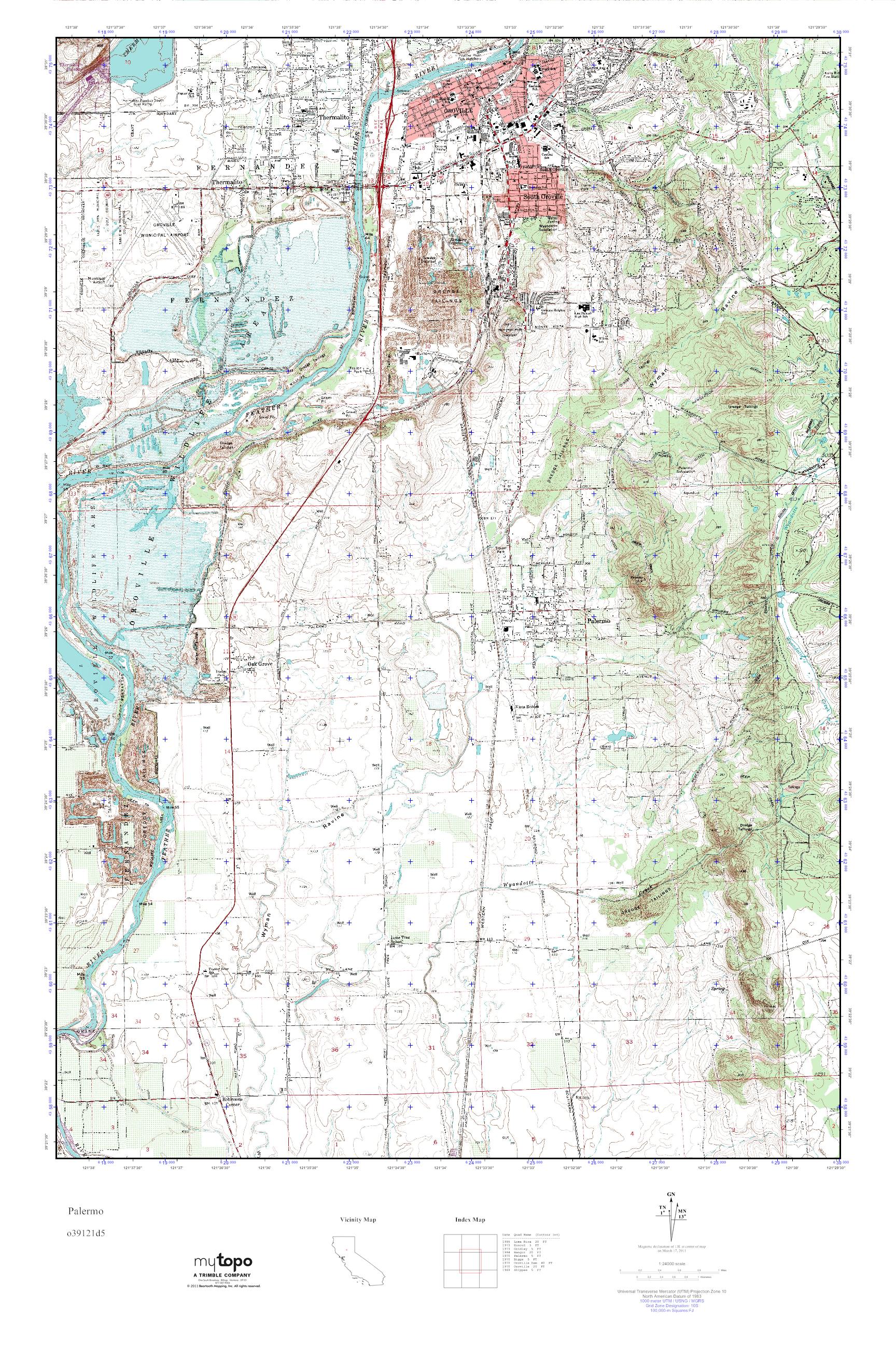 MyTopo Palermo, California USGS Quad Topo Map