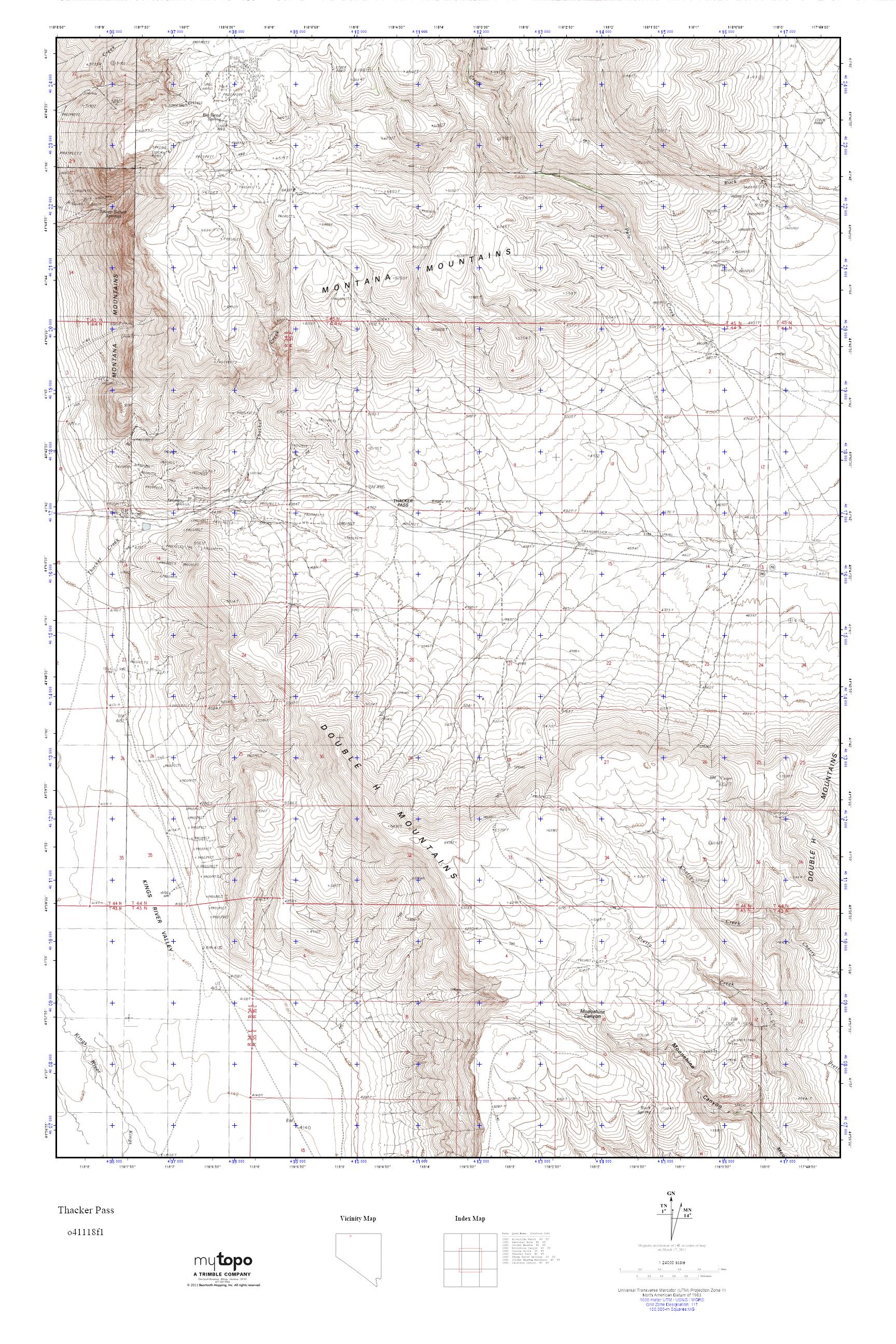 MyTopo Thacker Pass, Nevada USGS Quad Topo Map