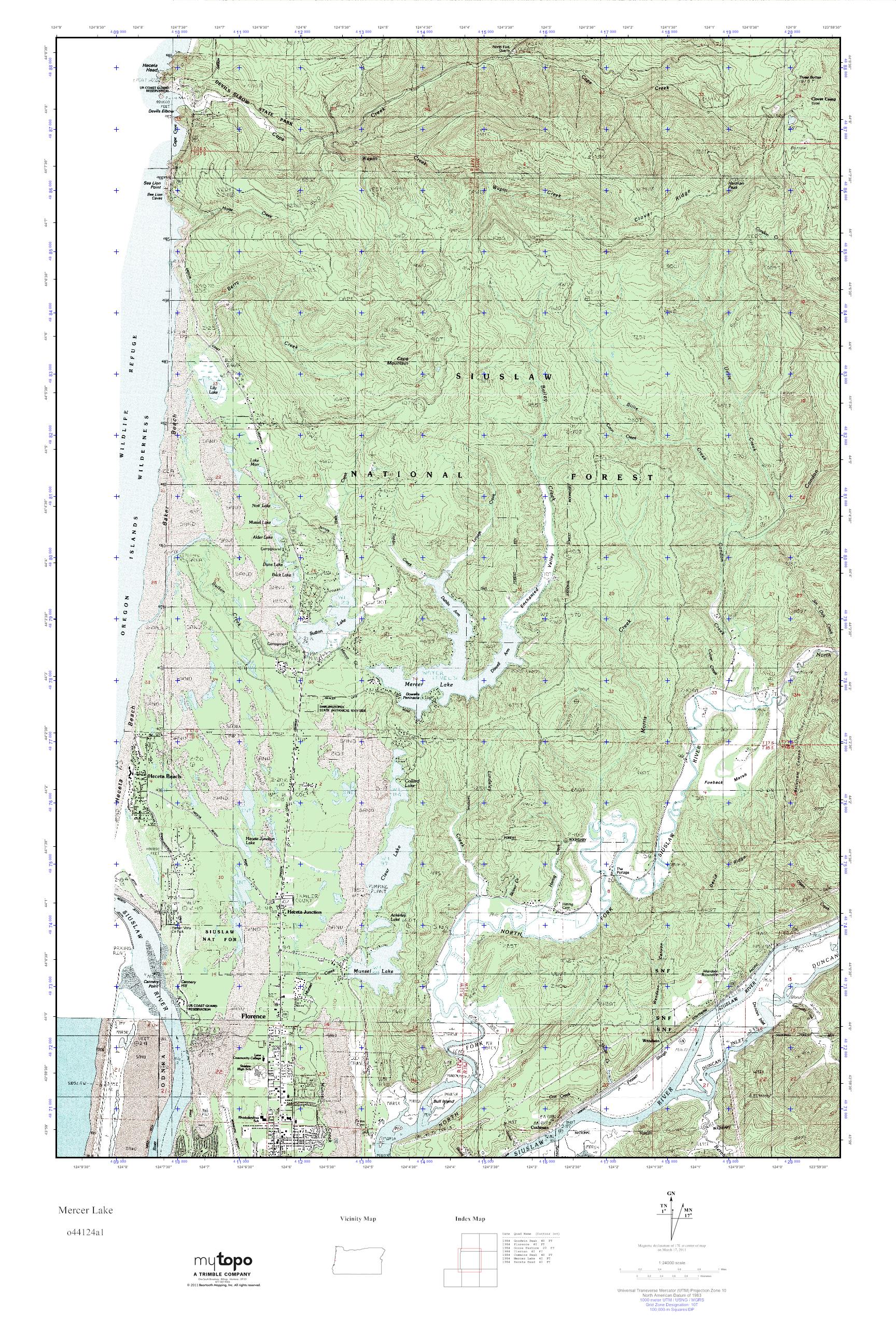 MyTopo Mercer Lake, Oregon USGS Quad Topo Map