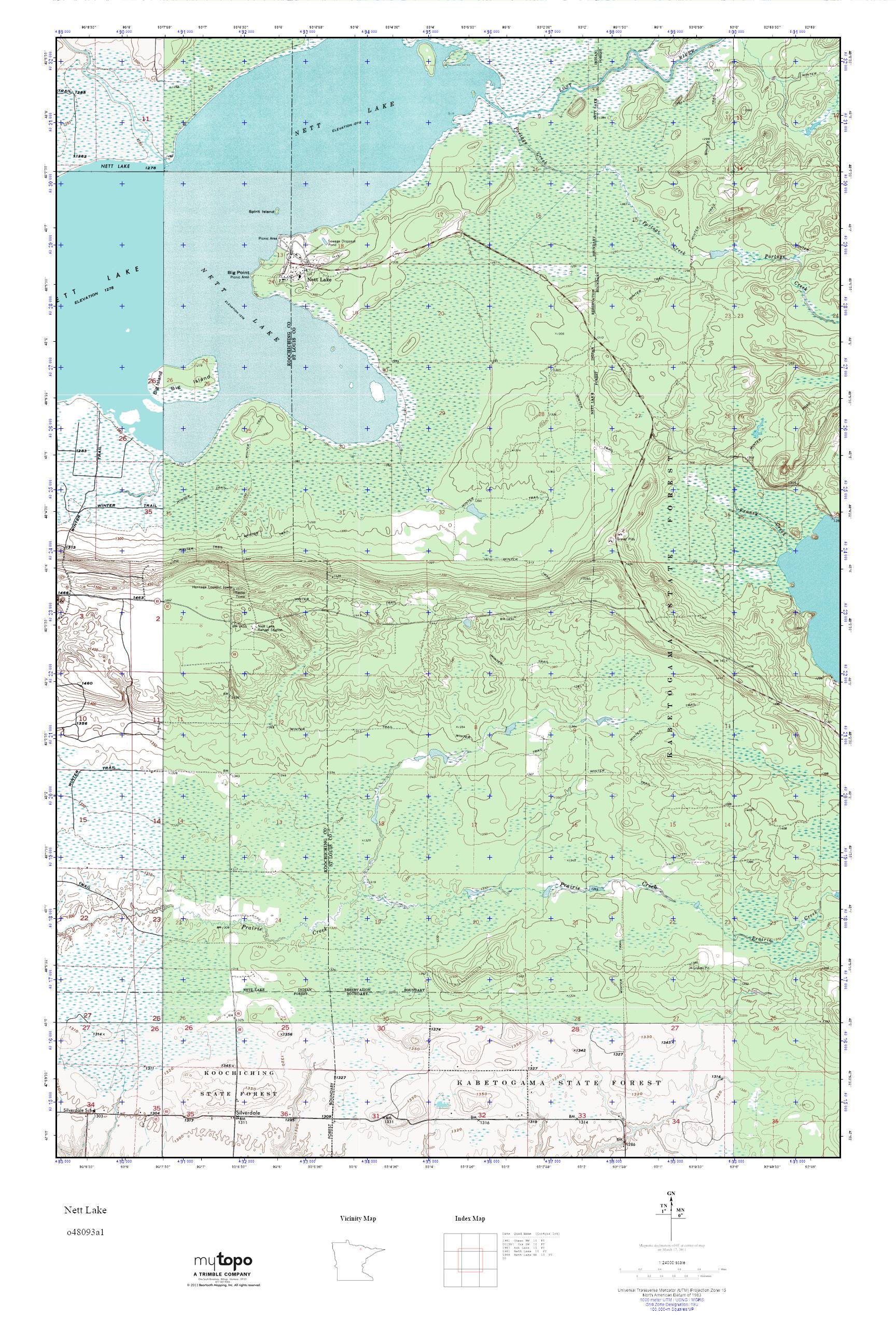 MyTopo Nett Lake, Minnesota USGS Quad Topo Map