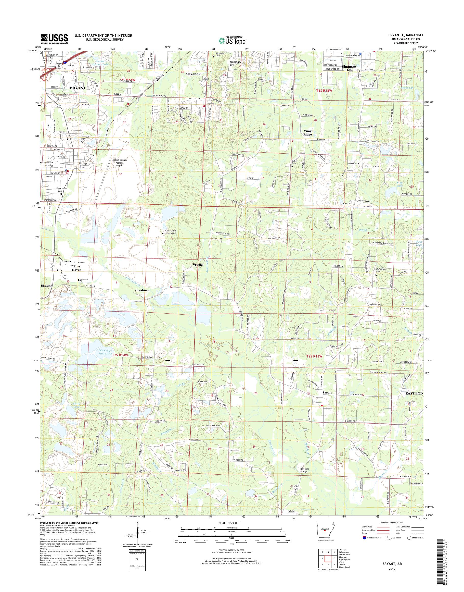 MyTopo Bryant, Arkansas USGS Quad Topo Map