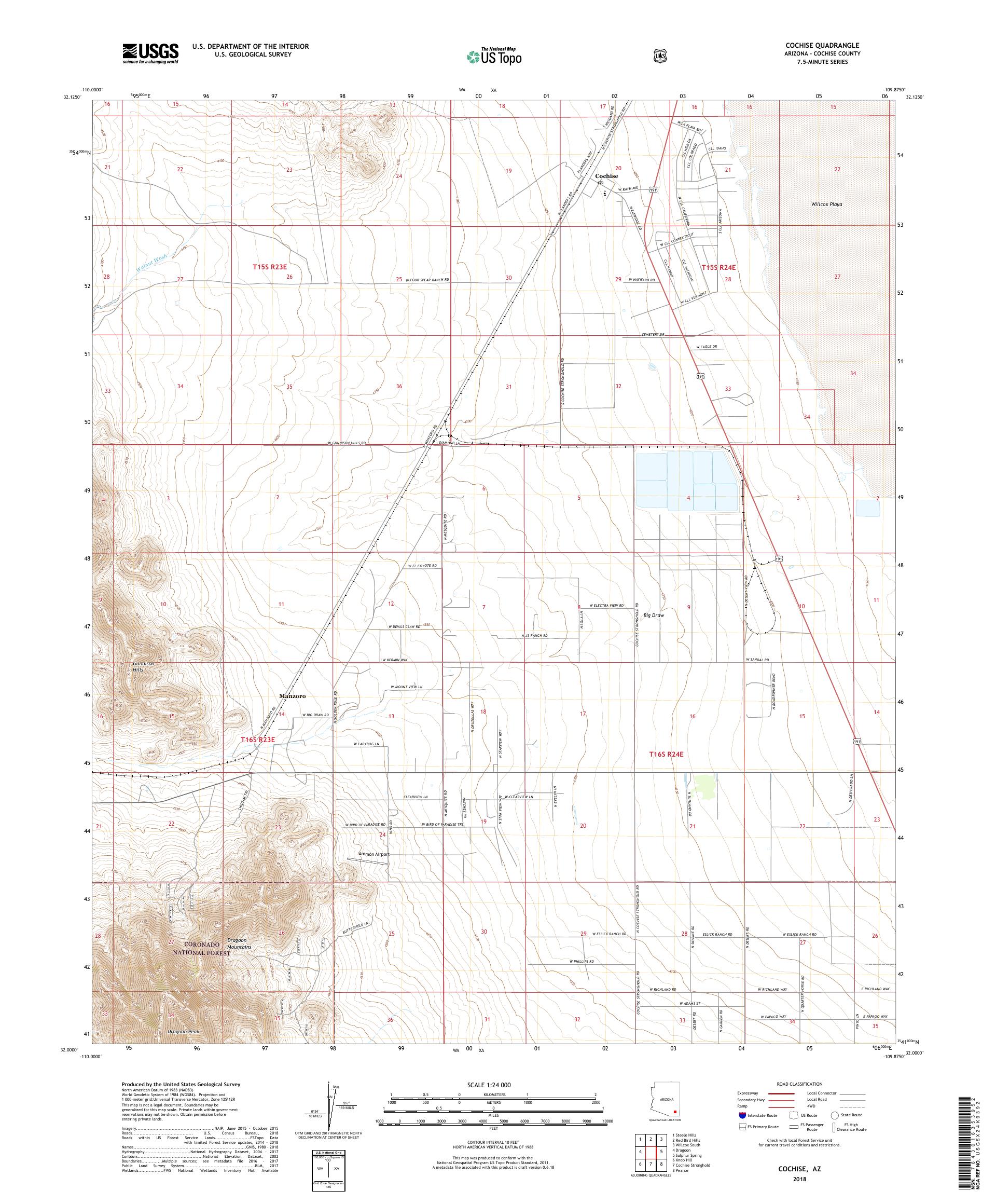 MyTopo Cochise, Arizona USGS Quad Topo Map