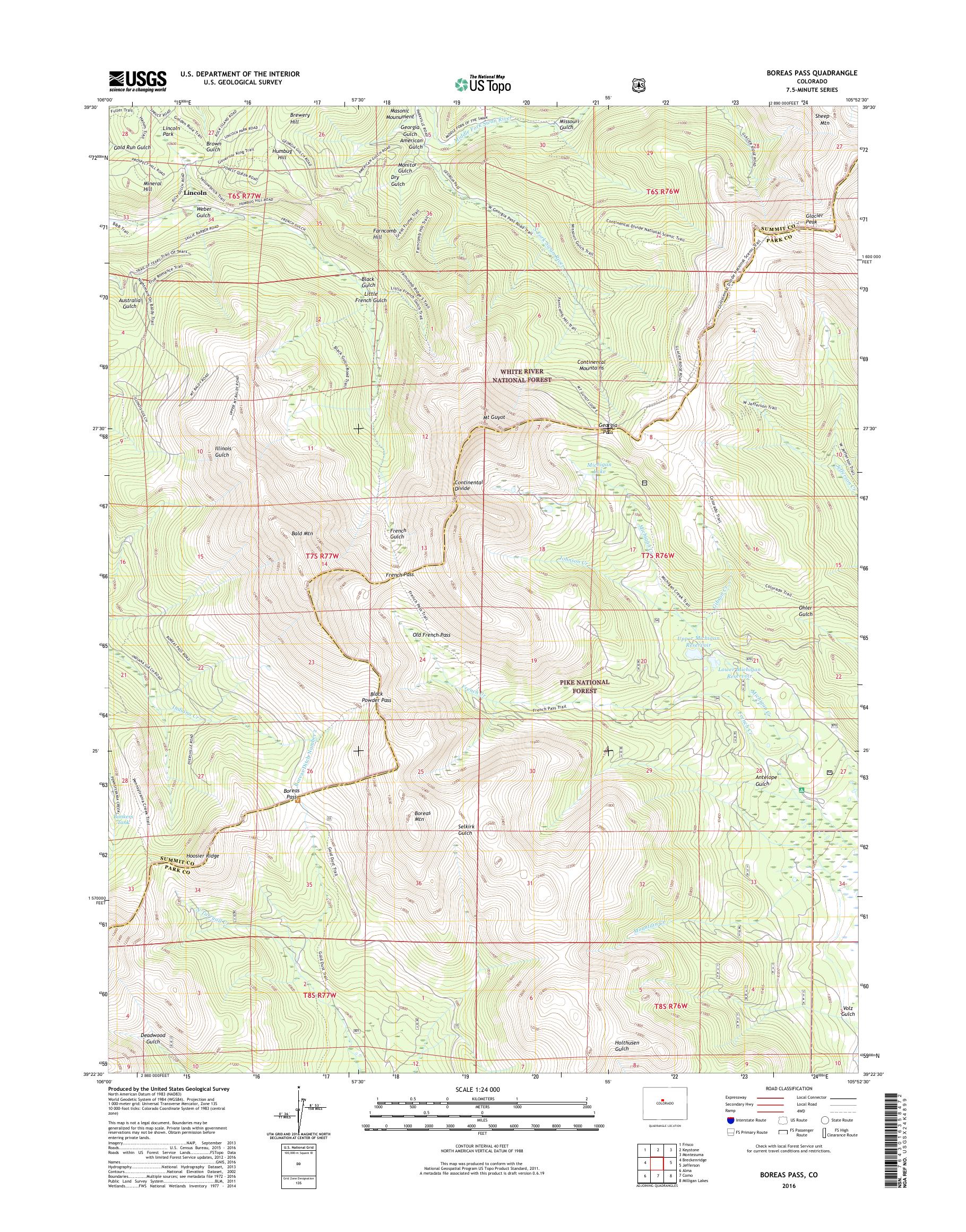 MyTopo Boreas Pass, Colorado USGS Quad Topo Map