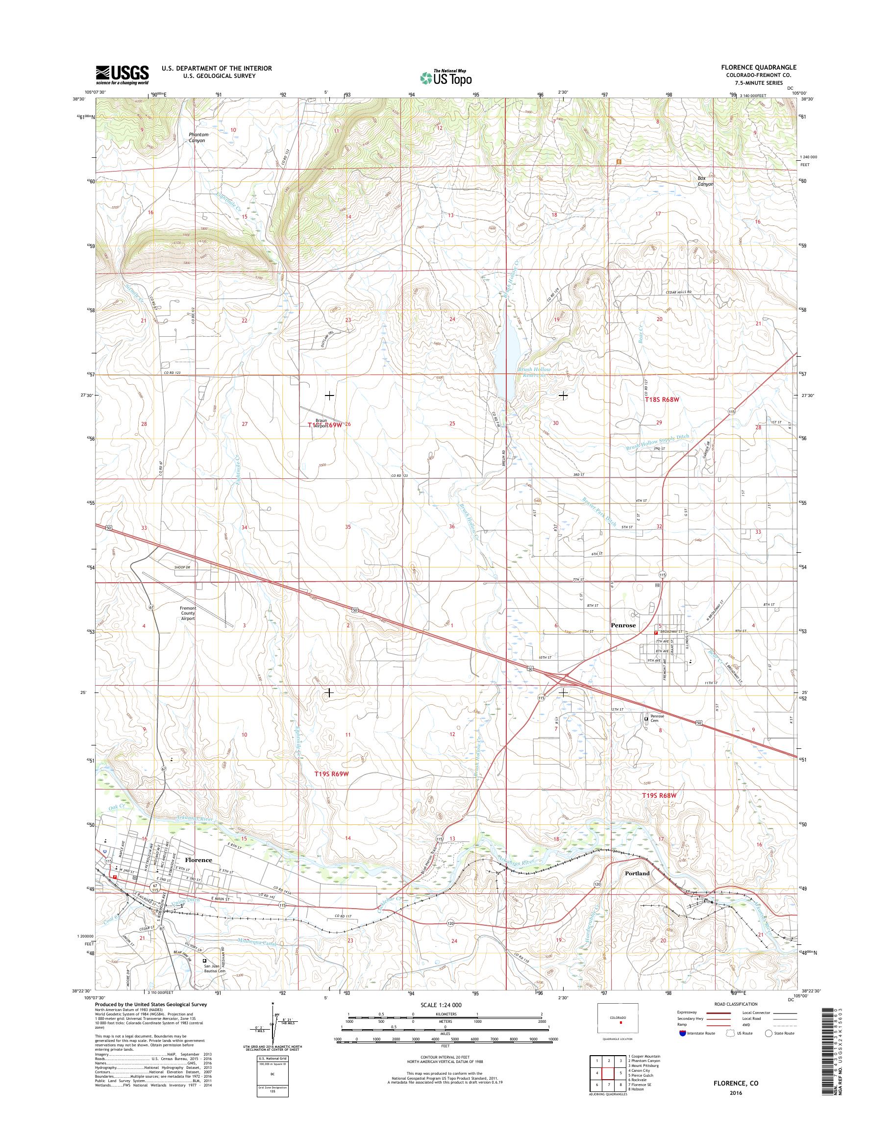 MyTopo Florence, Colorado USGS Quad Topo Map