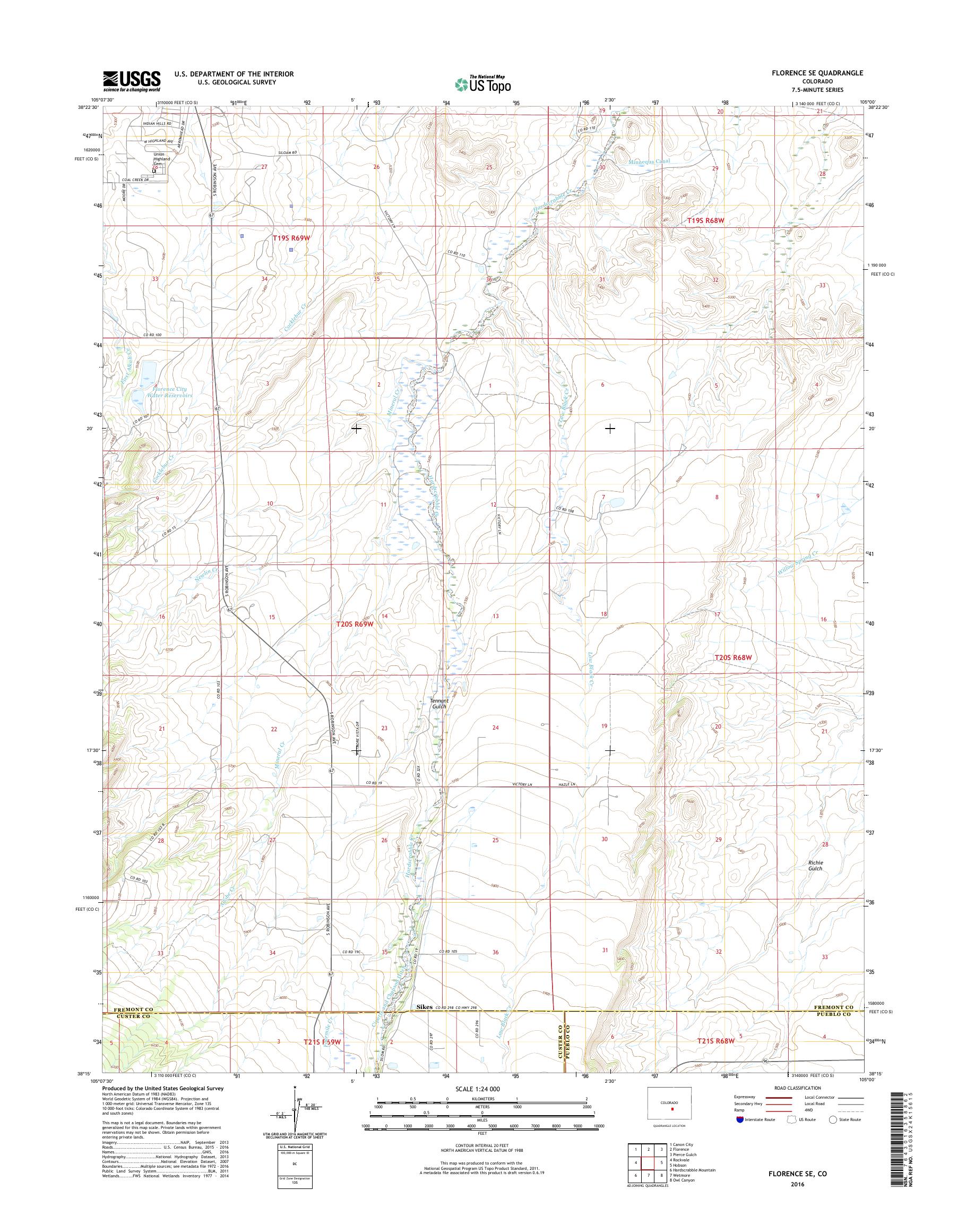 MyTopo Florence SE, Colorado USGS Quad Topo Map
