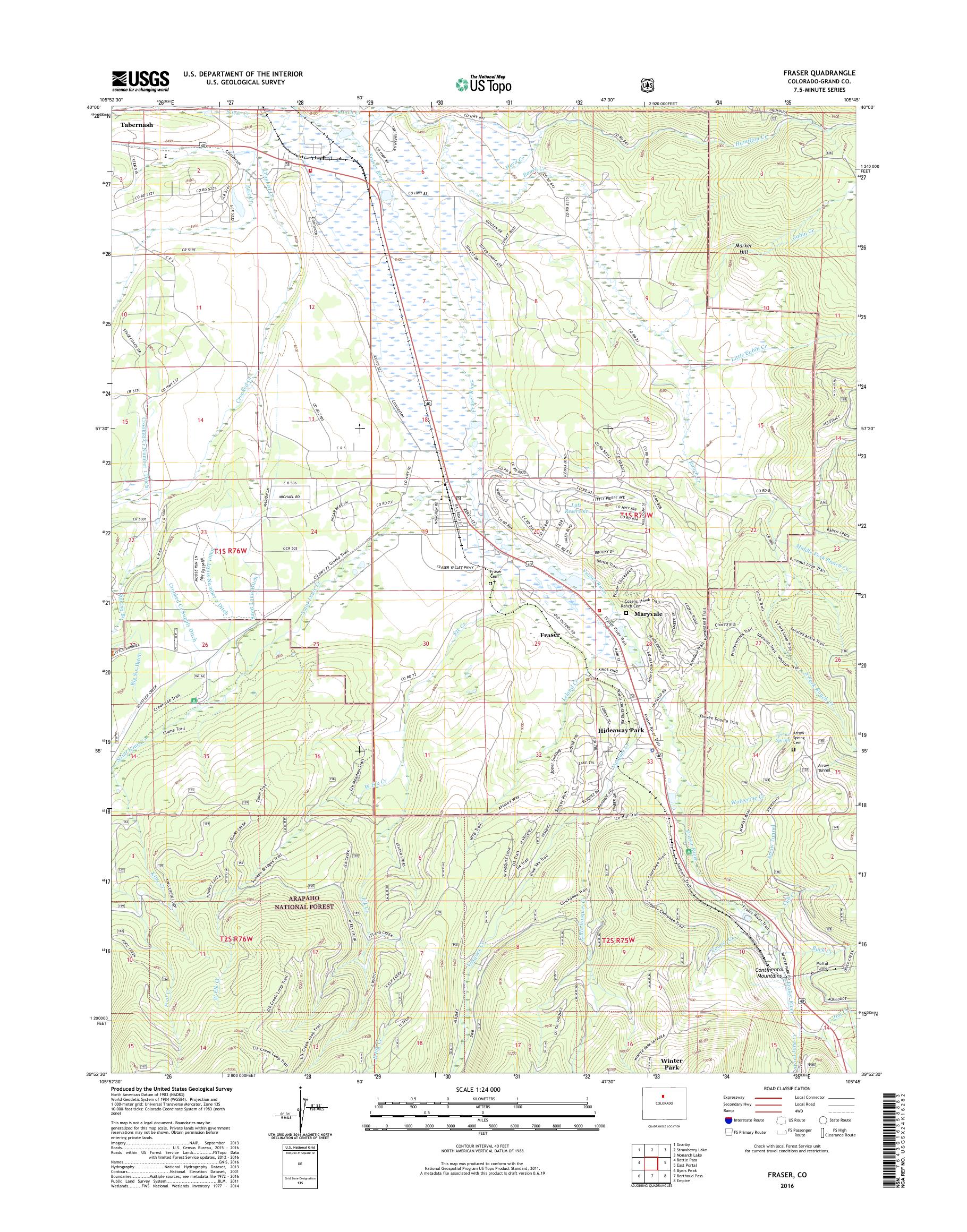 MyTopo Fraser, Colorado USGS Quad Topo Map