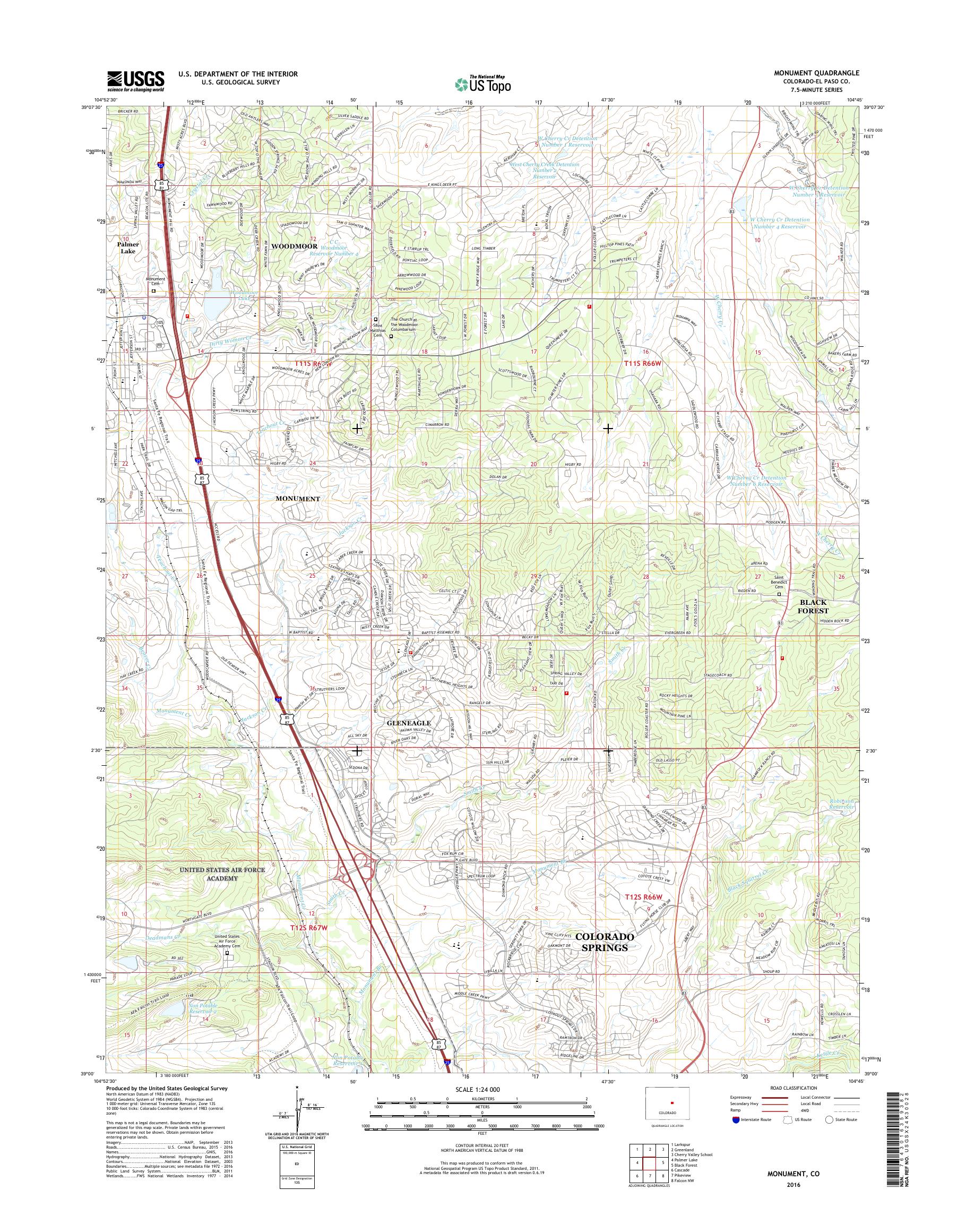 MyTopo Monument, Colorado USGS Quad Topo Map