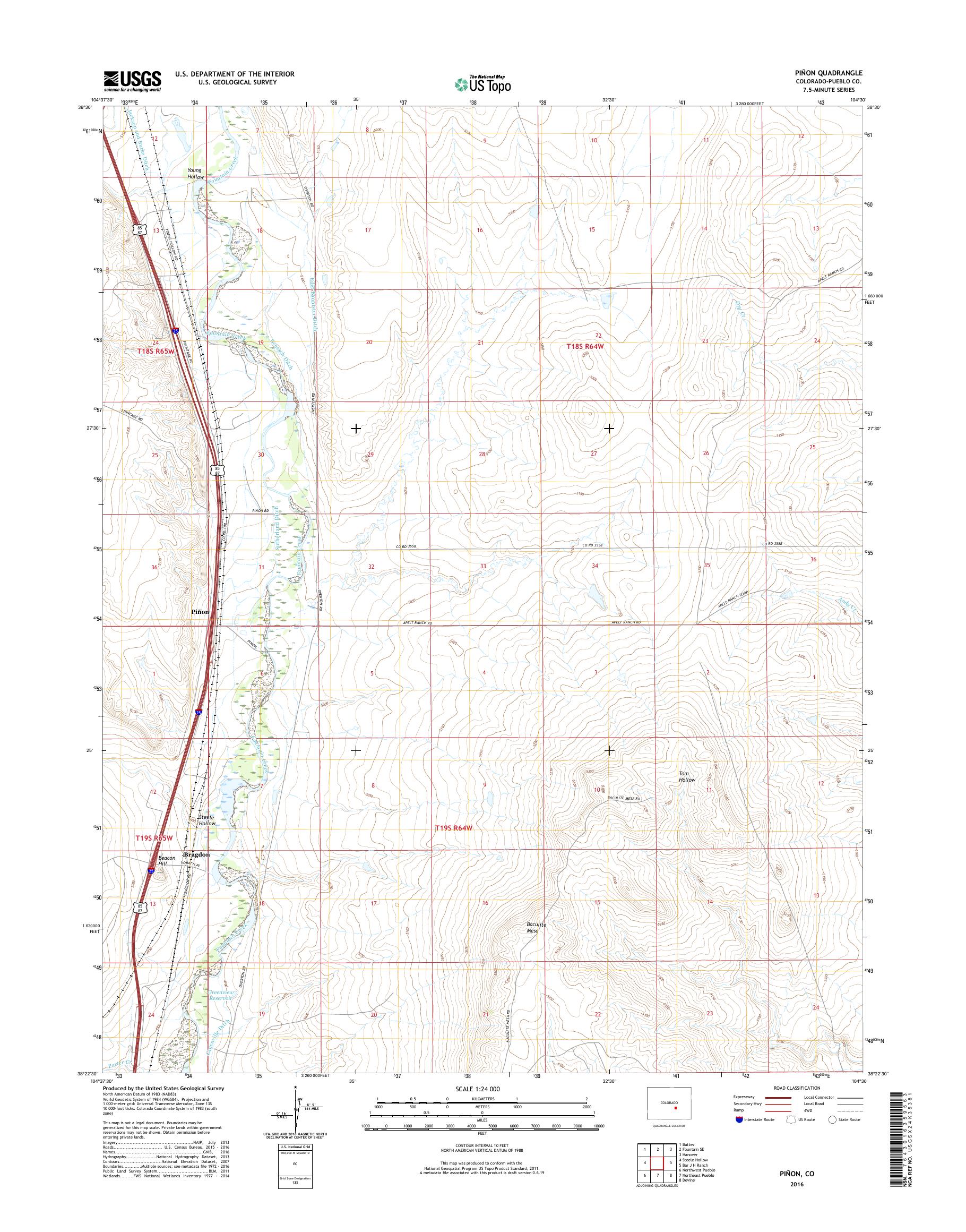 MyTopo Pinon, Colorado USGS Quad Topo Map