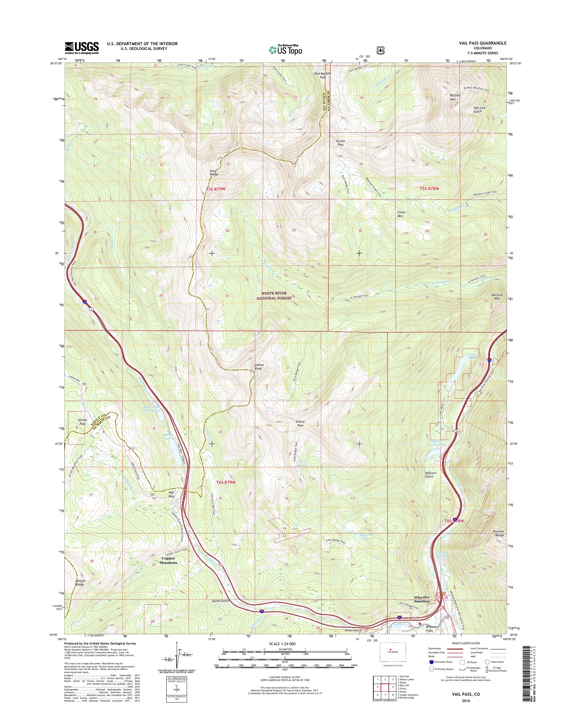 MyTopo Vail Pass, Colorado USGS Quad Topo Map
