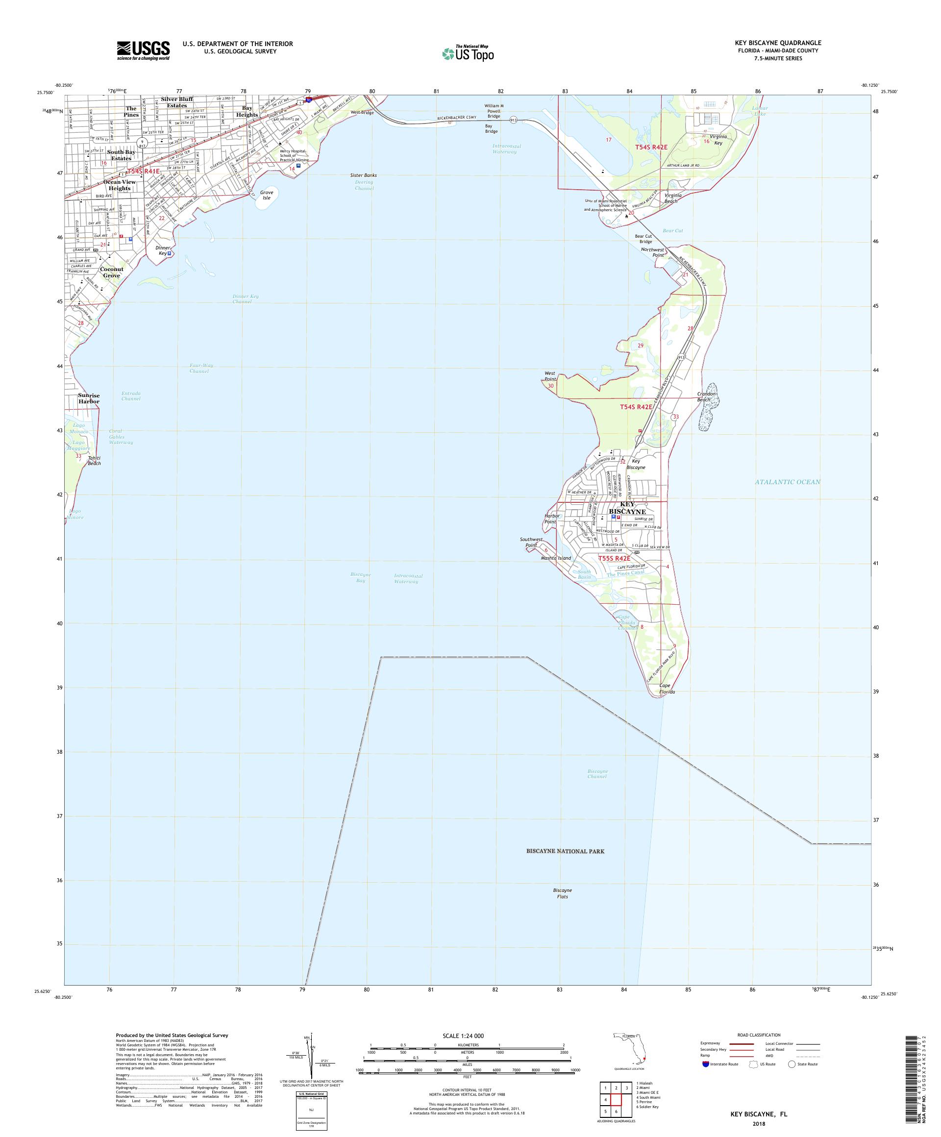 MyTopo Key Biscayne, Florida USGS Quad Topo Map