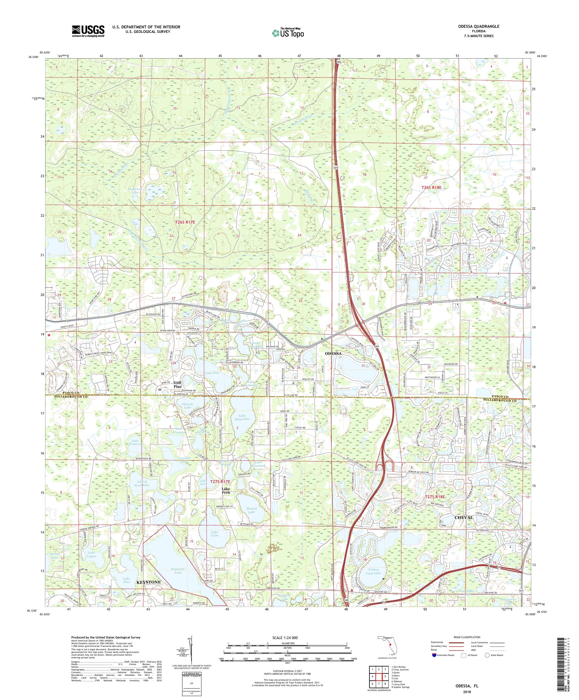 MyTopo Odessa Florida USGS Quad Topo Map