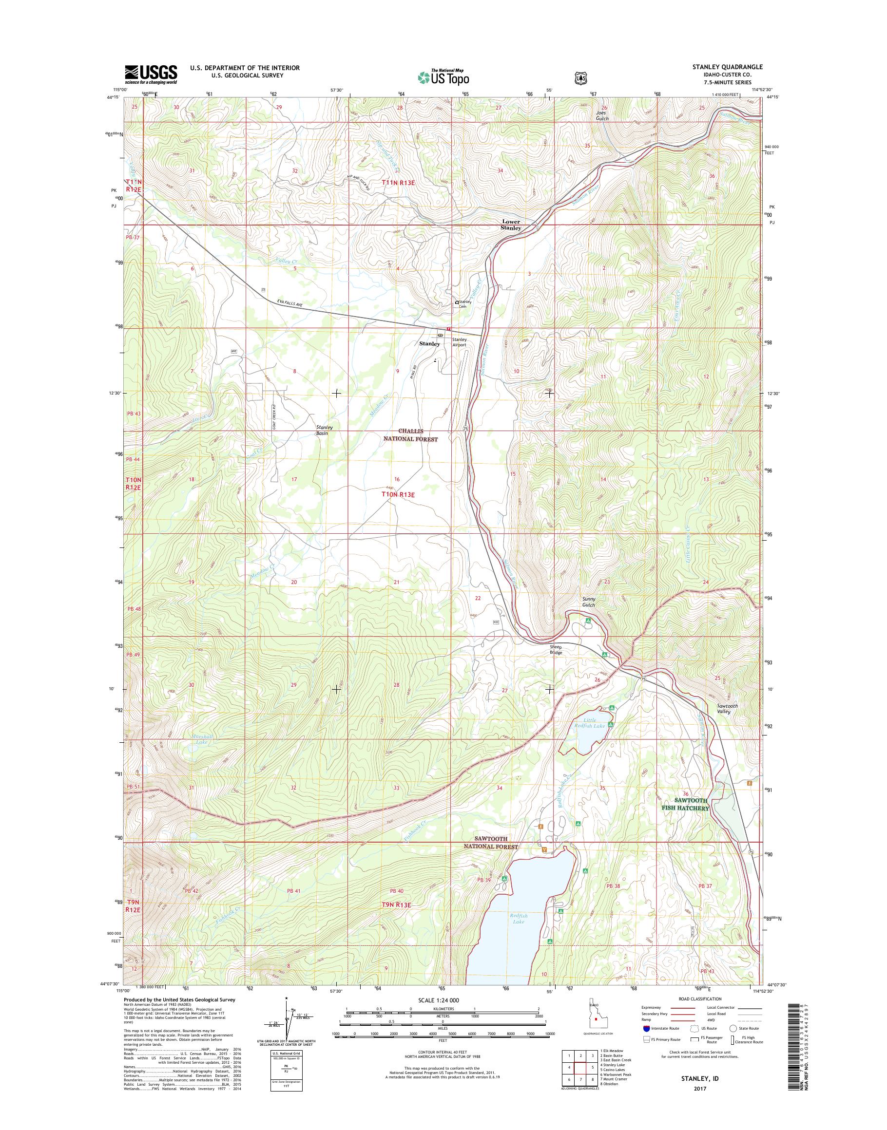 MyTopo Stanley, Idaho USGS Quad Topo Map