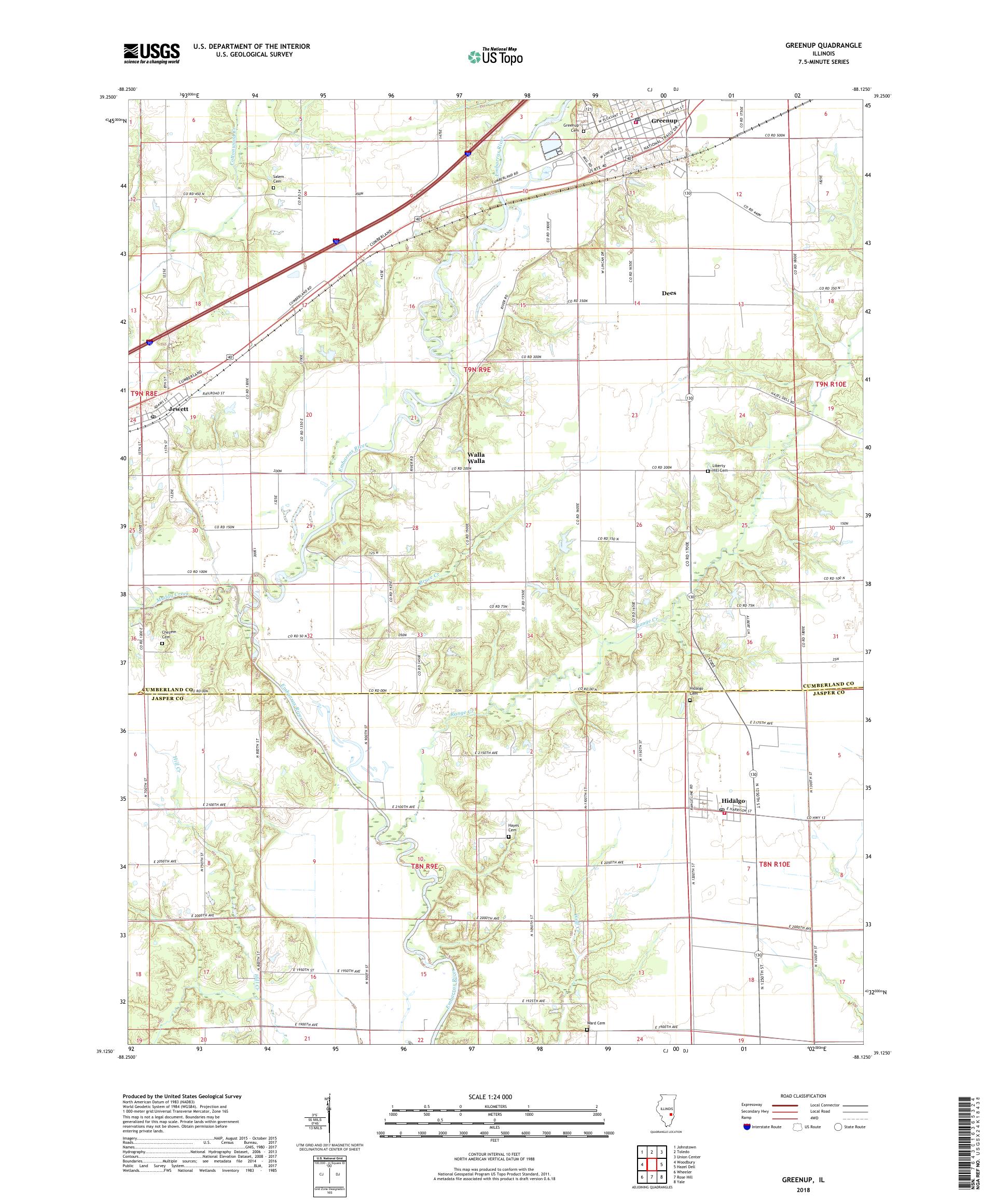 MyTopo Greenup, Illinois USGS Quad Topo Map