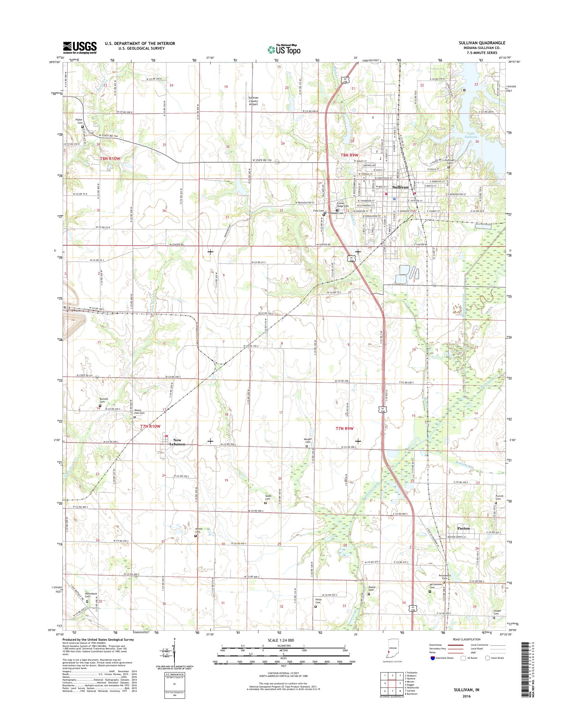 MyTopo Sullivan, Indiana USGS Quad Topo Map